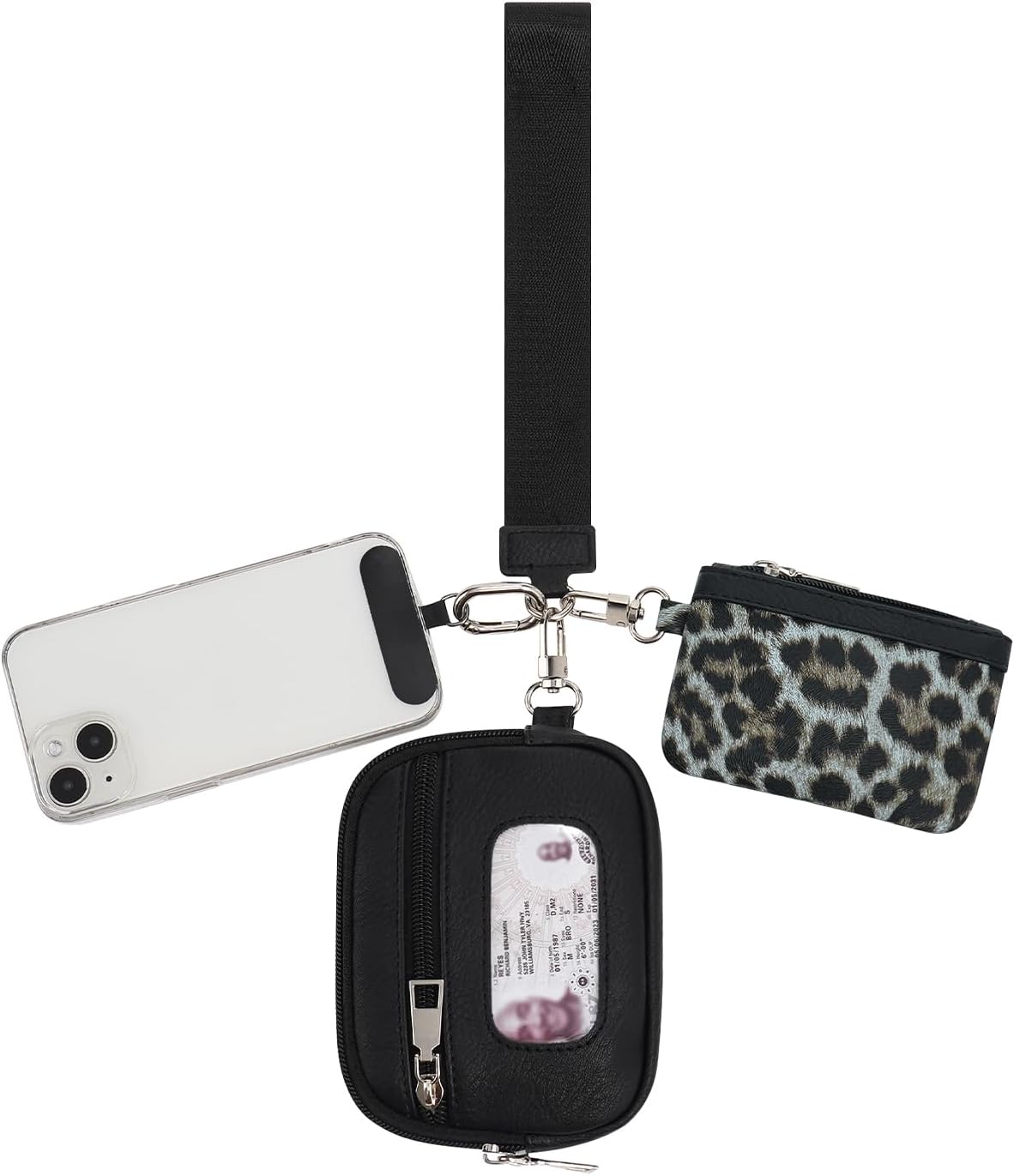 Wallet Mini Zip Around Dual Pouch Wristlet Detachable Purse for Women ...