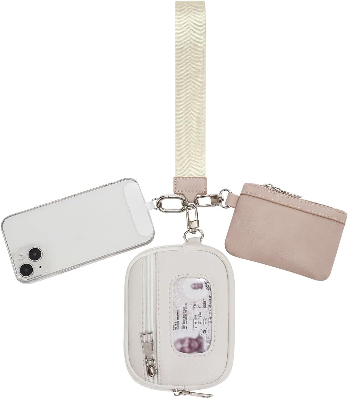 Wallet Mini Zip Around Dual Pouch Wristlet Detachable Purse for Women ...