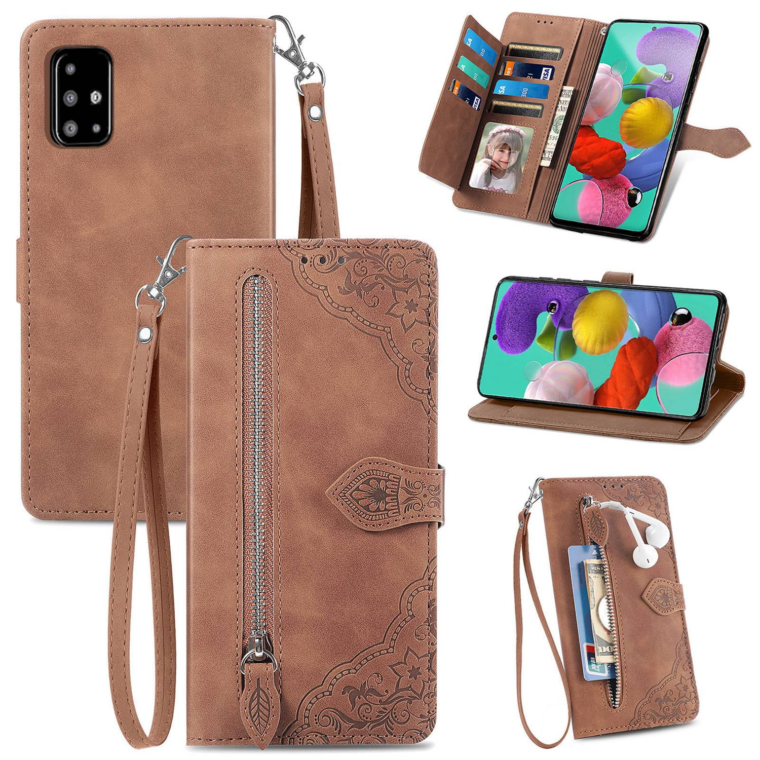 Wallet Multi Card Slot Flip Zipper Leather Case For Samsung Galaxy A71 ...