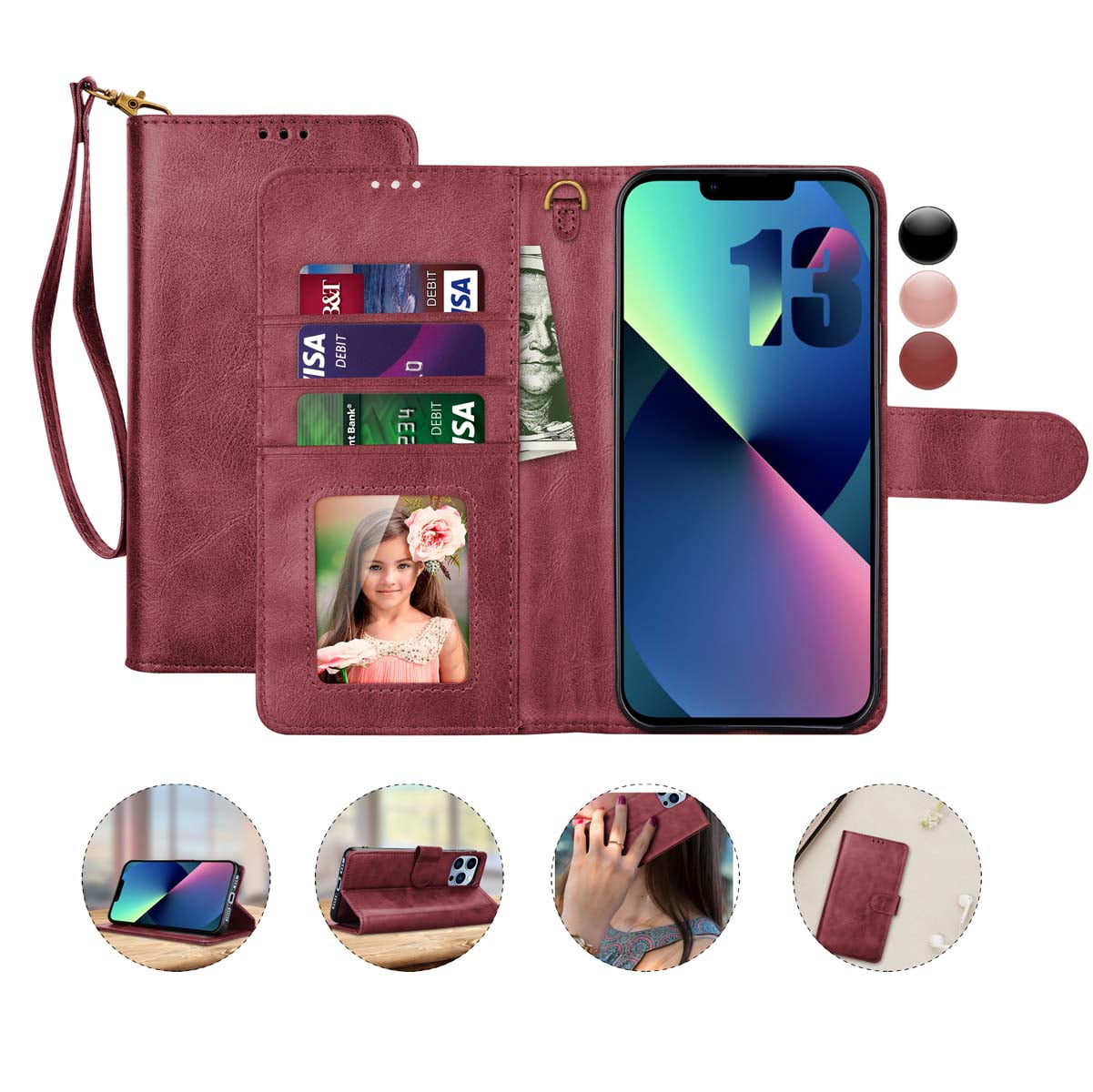 Wallet Phone Cases for iPhone 13 Pro / 13 Mini / 13 Pro Max, Njjex PU ...