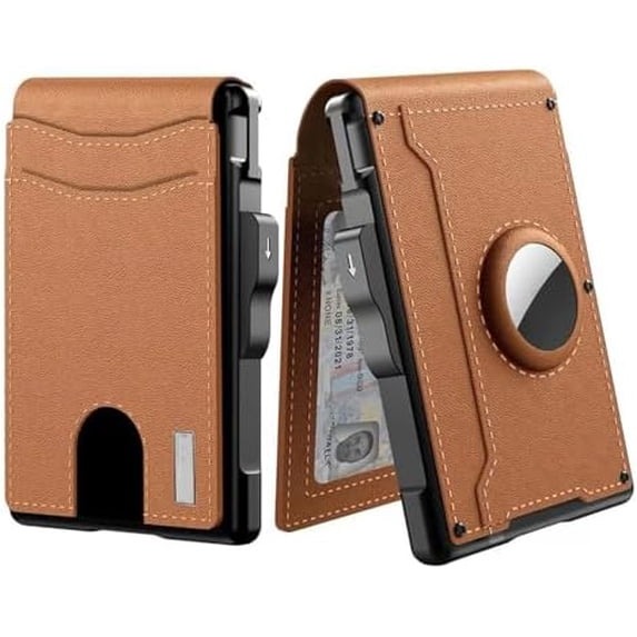 Wallet - With Pop up Aluminum Case Money Clip Slim Leather Slots Credit ...