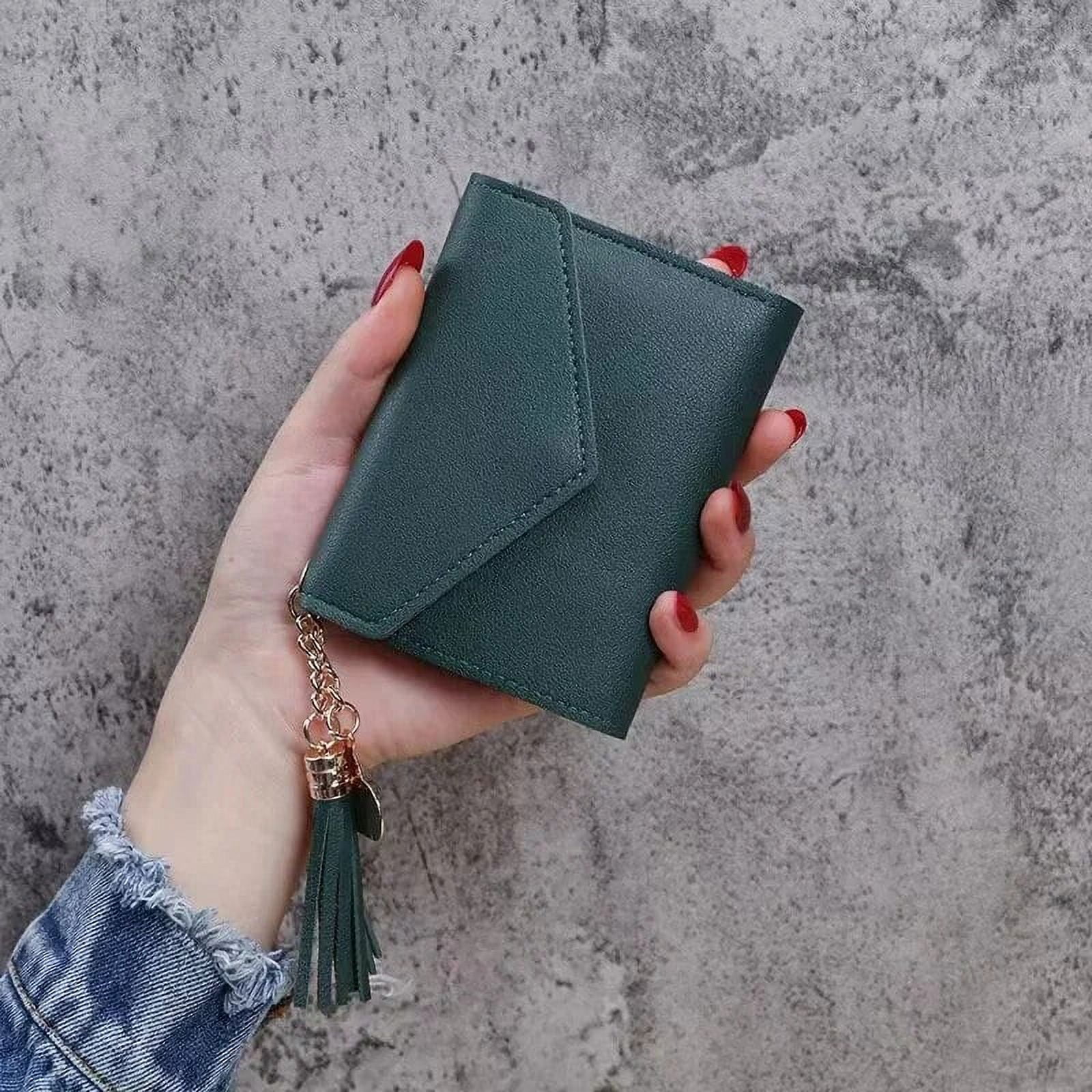 Wallet Short Women's Mini Tassel Pendant Wallet Card Holder Fresh Pink ...