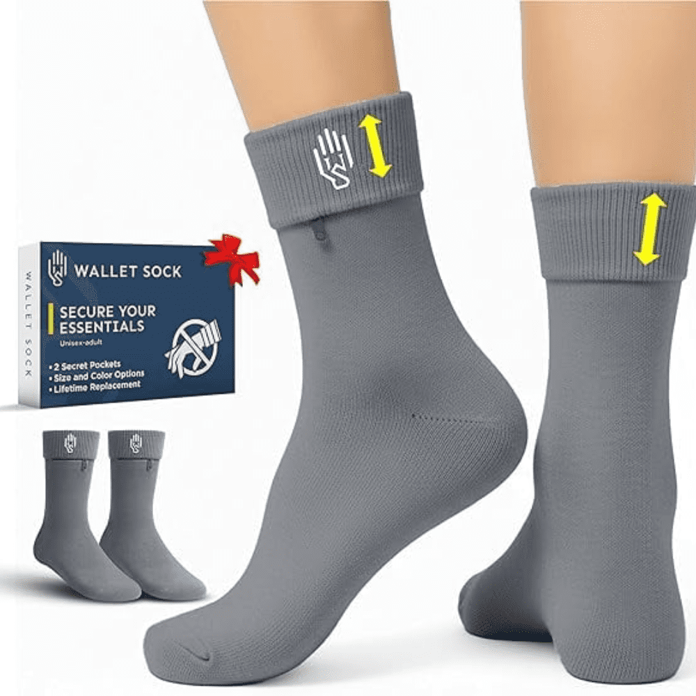 Wallet Socks - Anti Pickpocket Socks with Hidden Zipper Pocket & RFID ...