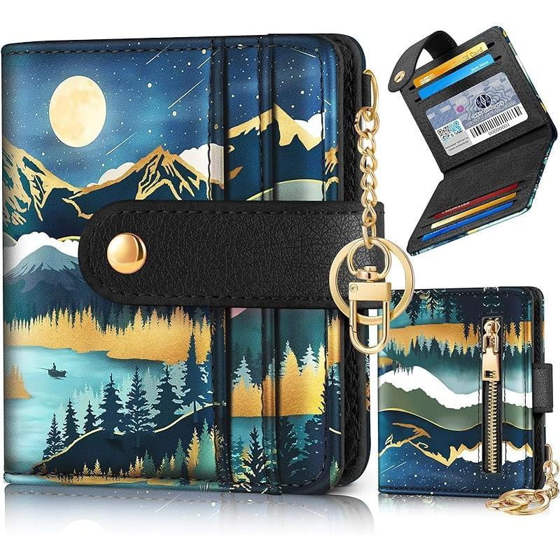 Wallet for Women Cute Bifold Small Card Wallet Rfid with Keychain for ...