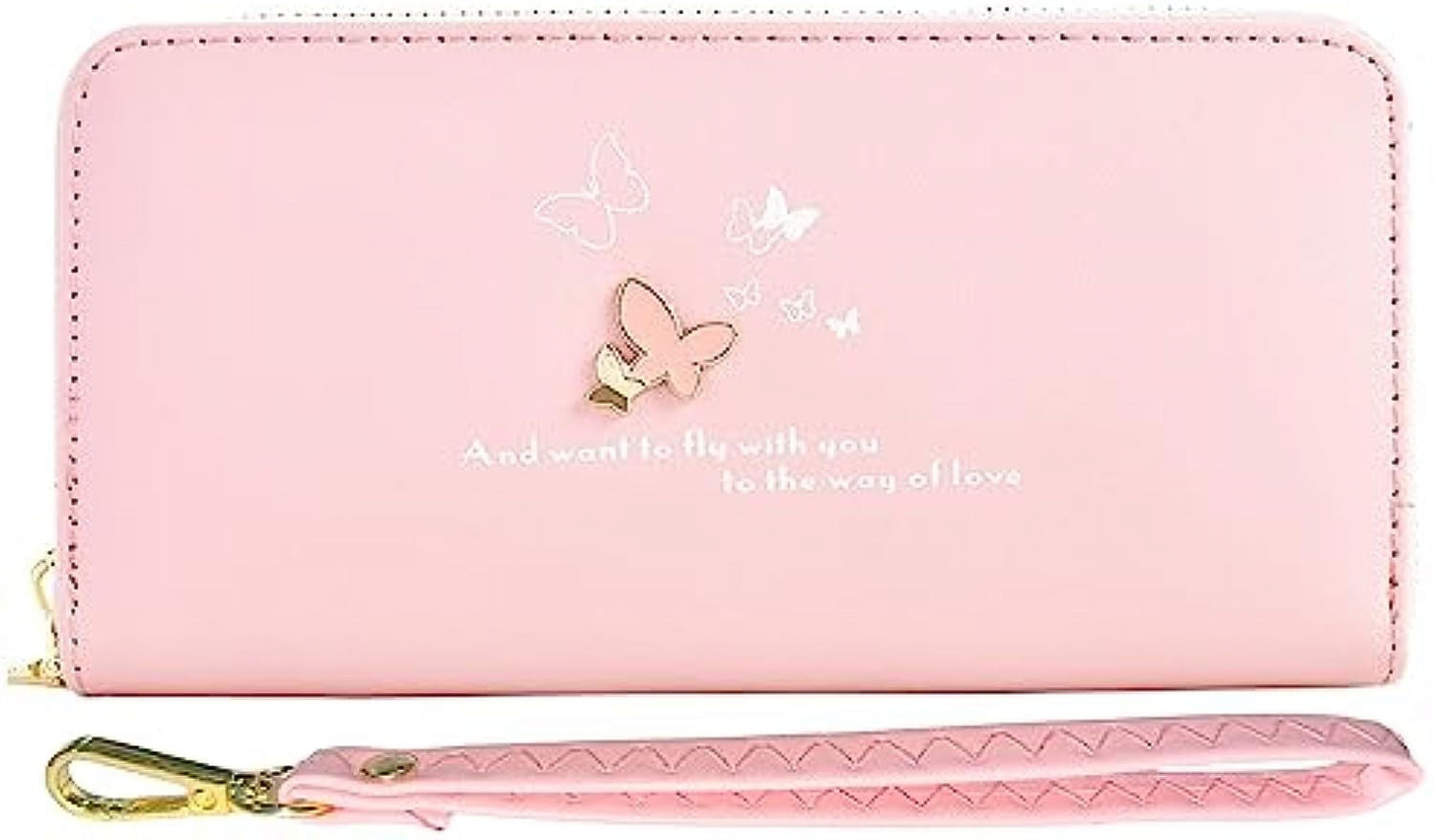 Wallet Women Cute Pink Girls Wristlet Wallets for Women Ladies Cash ...