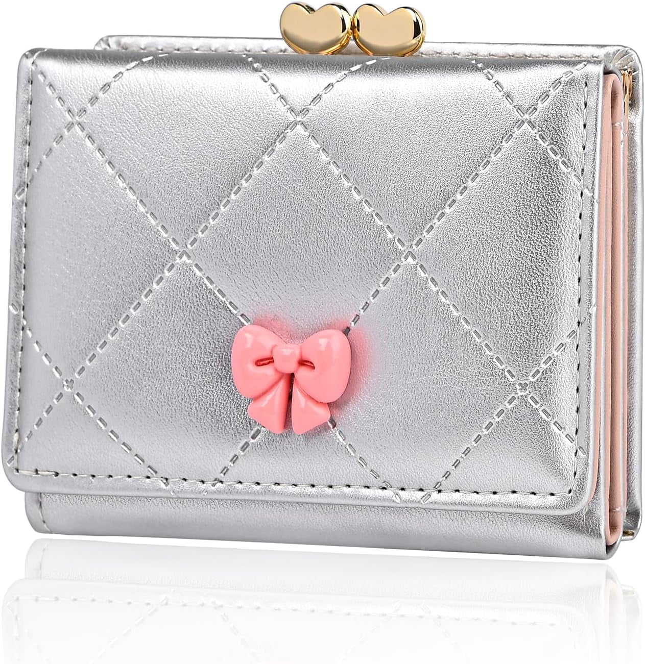 Wallet Women, Cute Small Coquette Bow Trifold Wallets Woman, Heart ...