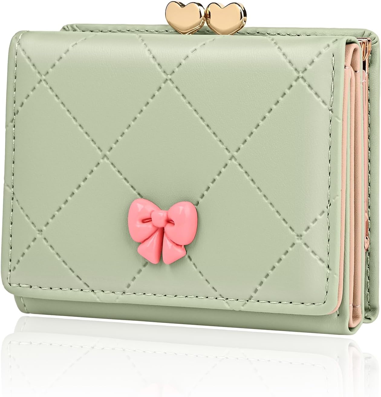 Wallet Women, Cute Small Coquette Bow Trifold Wallets Woman, Heart ...