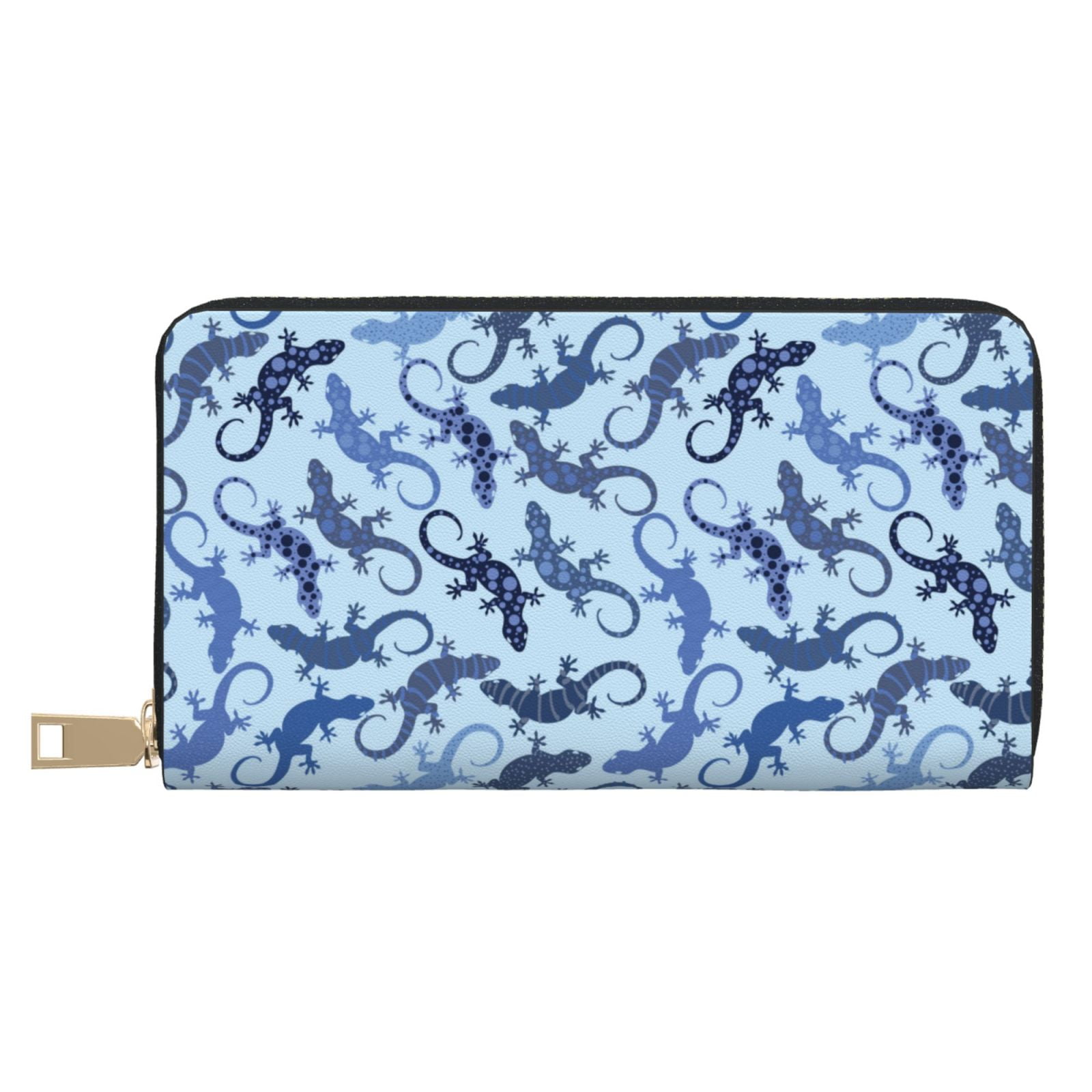 Wallet Women Men - Exotic Cute Gecko Lizard Blue Long PU Leather Travel ...