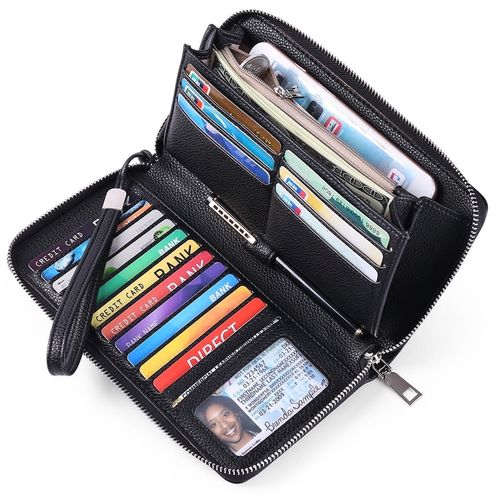 Wallet Women Men, Large Capacity Credit Card Holder Leather Wallets ...