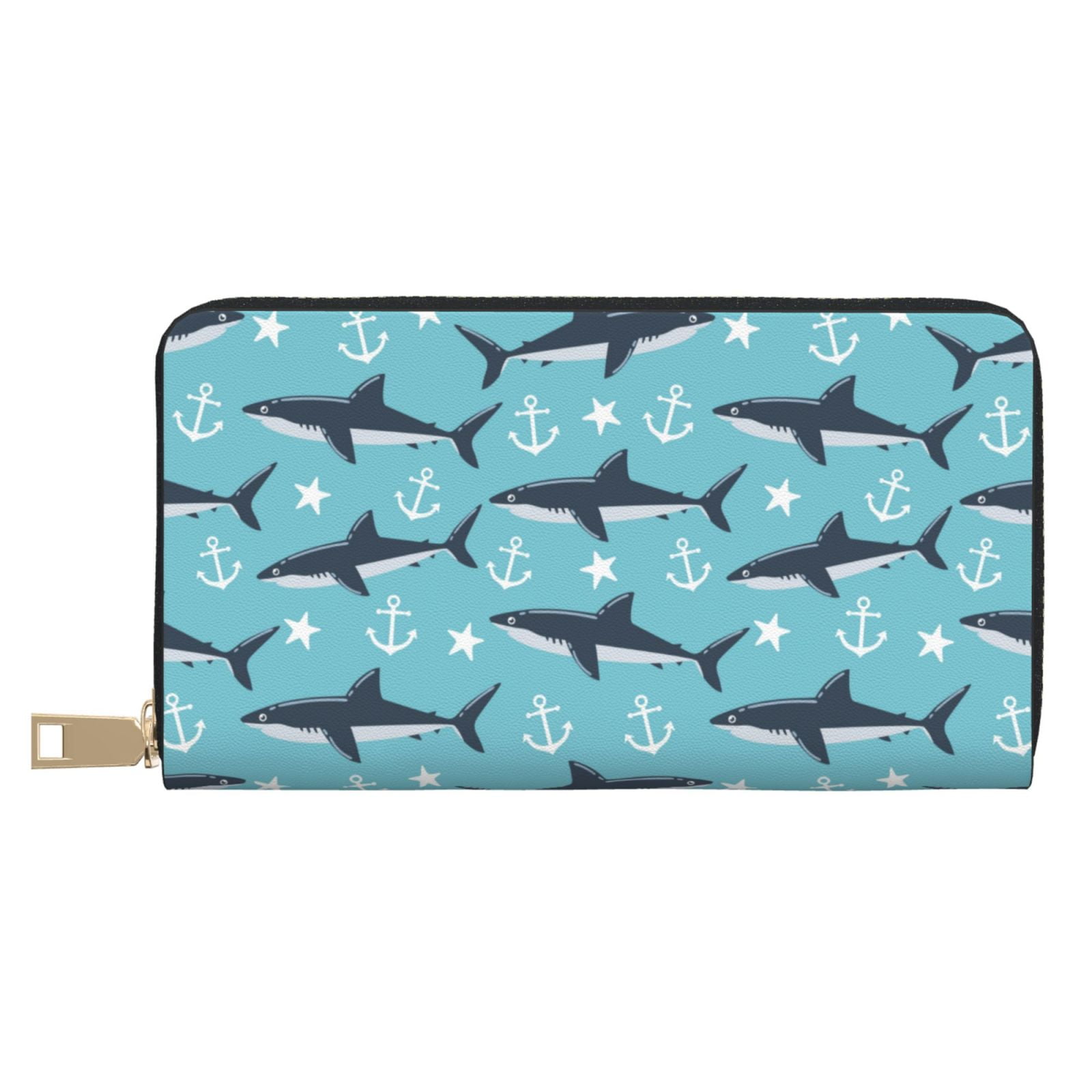 Wallet Women Men - Shark star anchor blue cute Long PU Leather Travel ...