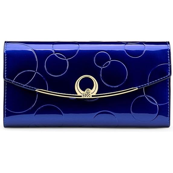 Wallet Women’s Genuine Leather Long Three Fold Wallet Bright Leather ...