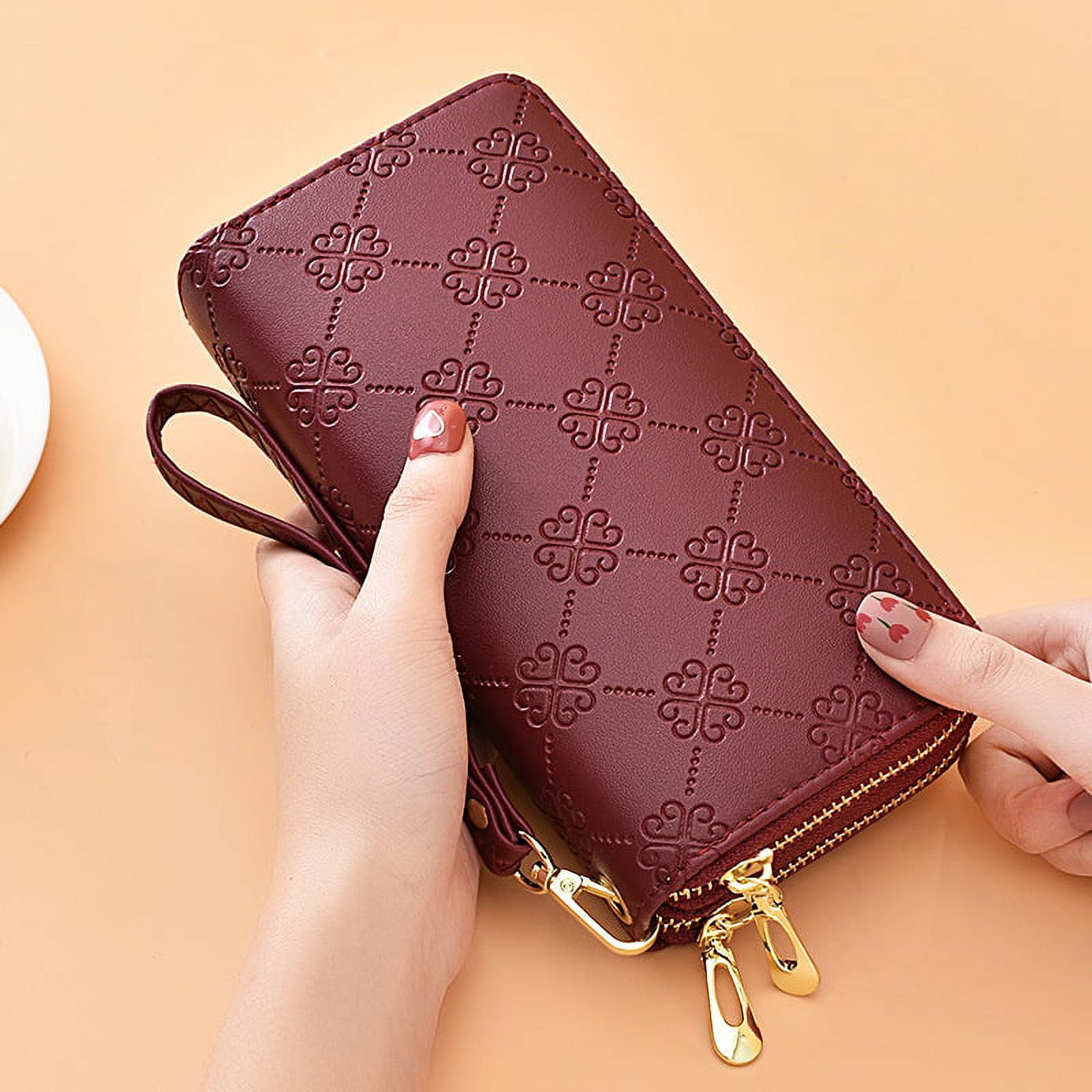 Wallet Women's Long European and American Bright Leather Double Zip ...