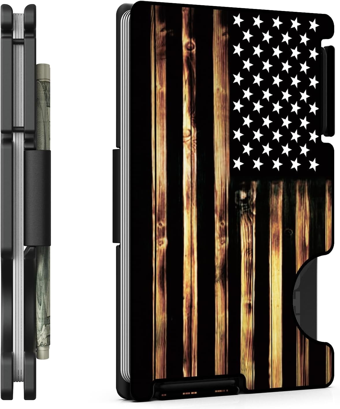 Wallet for Men, Minimalist Card Holder with Cash Strap, Slim Metal ...