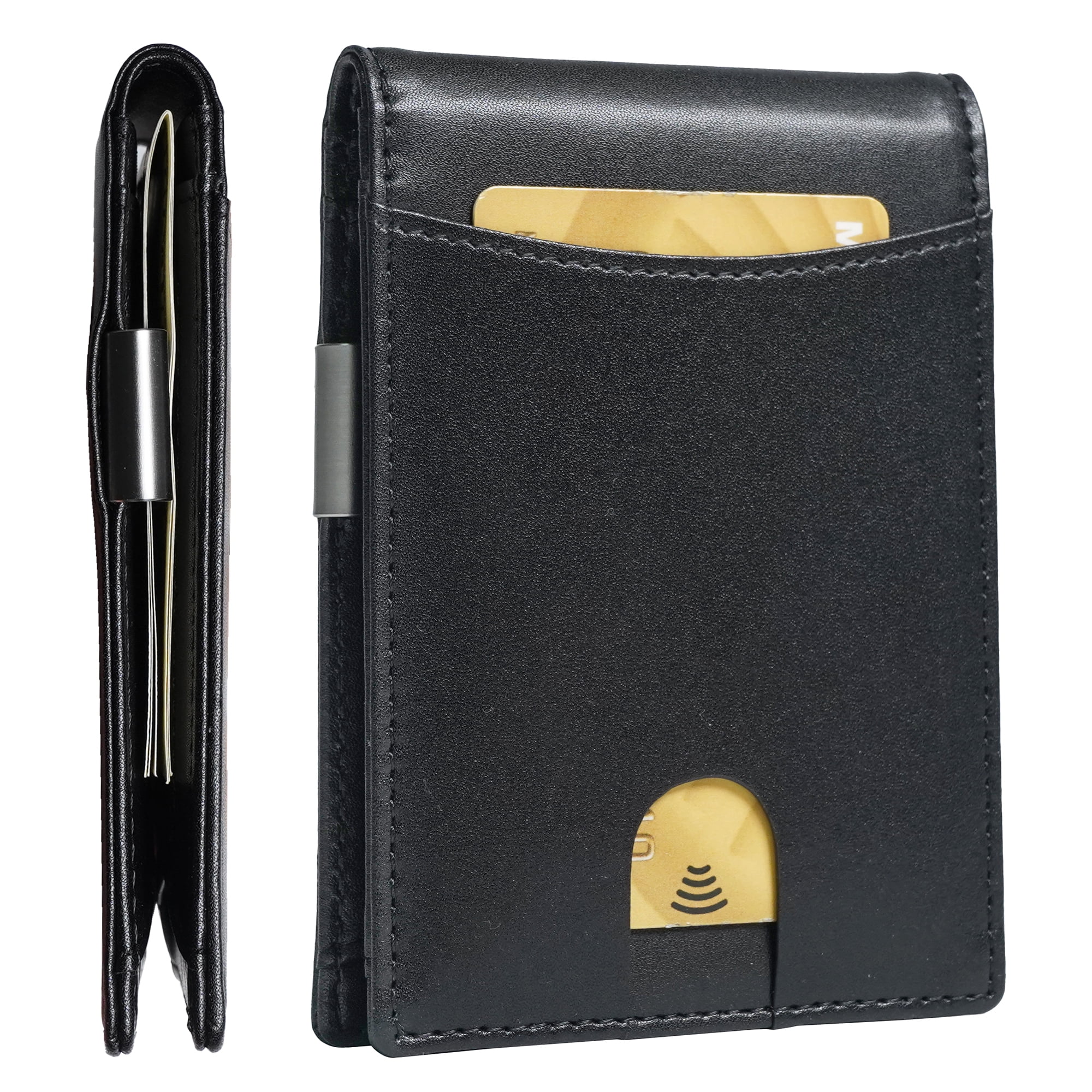 Wallet for Men Slim, Genuine Leather Mens Wallet RFID Blocking Credit ...