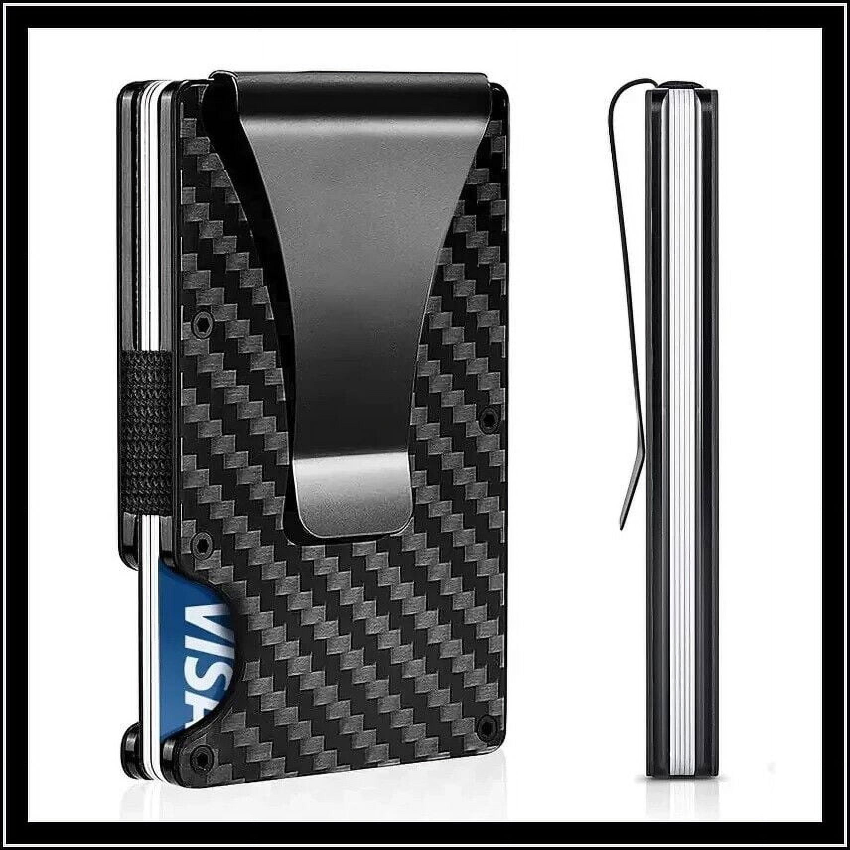Wallet for Men, Slim Minimalist Money Clip Wallet - Carbon Fiber Front ...