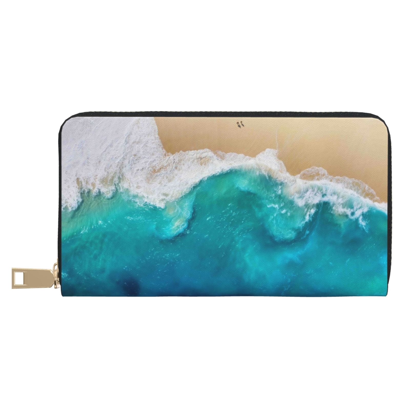 Wallet for Men Women - Beach Long Slim Card Holder Large Capacity Zip ...