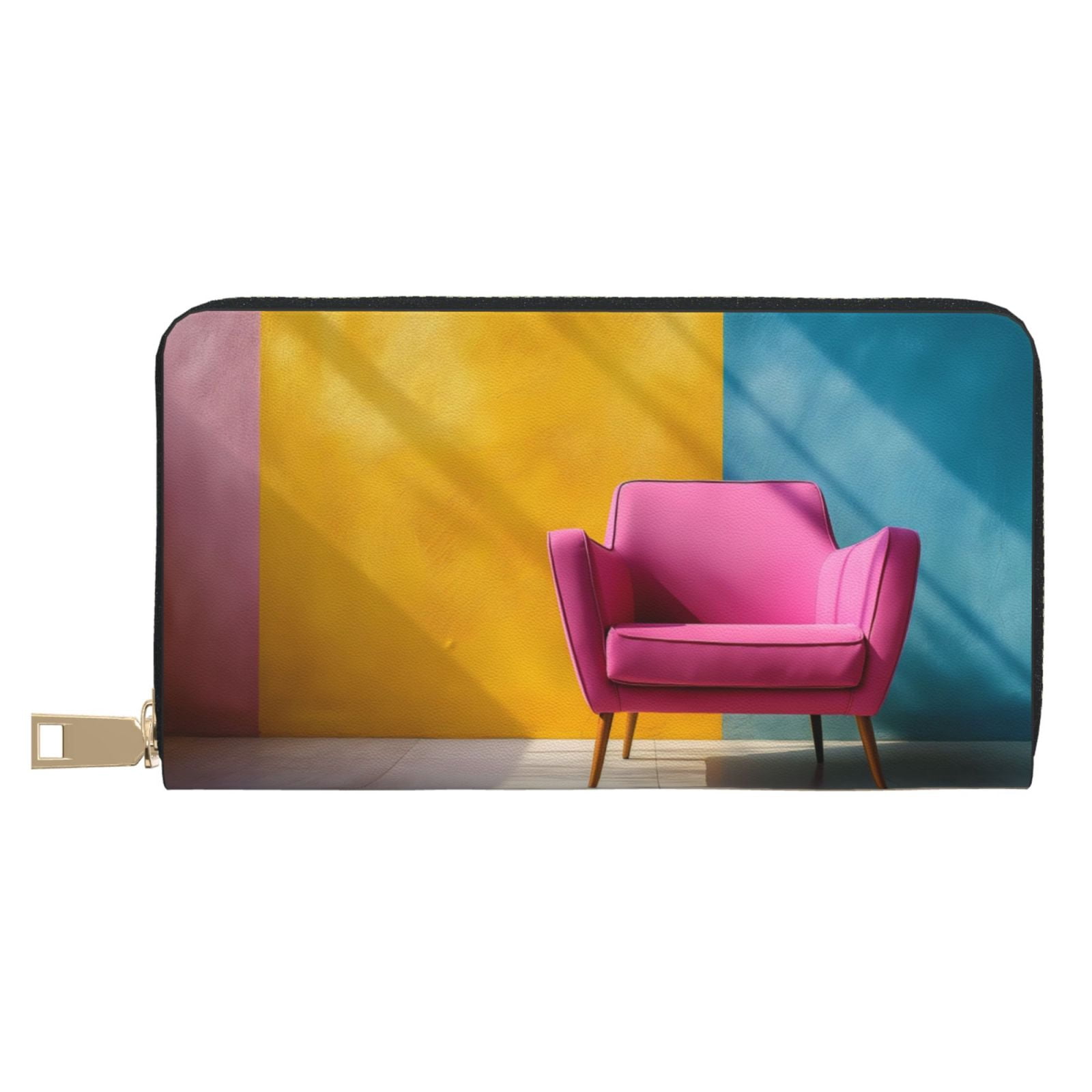 Wallet for Men Women - Bright Pink Chair Long Slim Card Holder Large ...