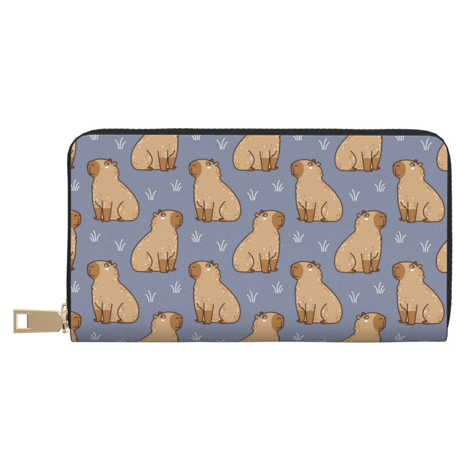 Wallet for Men Women - Capybara and Grass Long Slim Card Holder Large ...