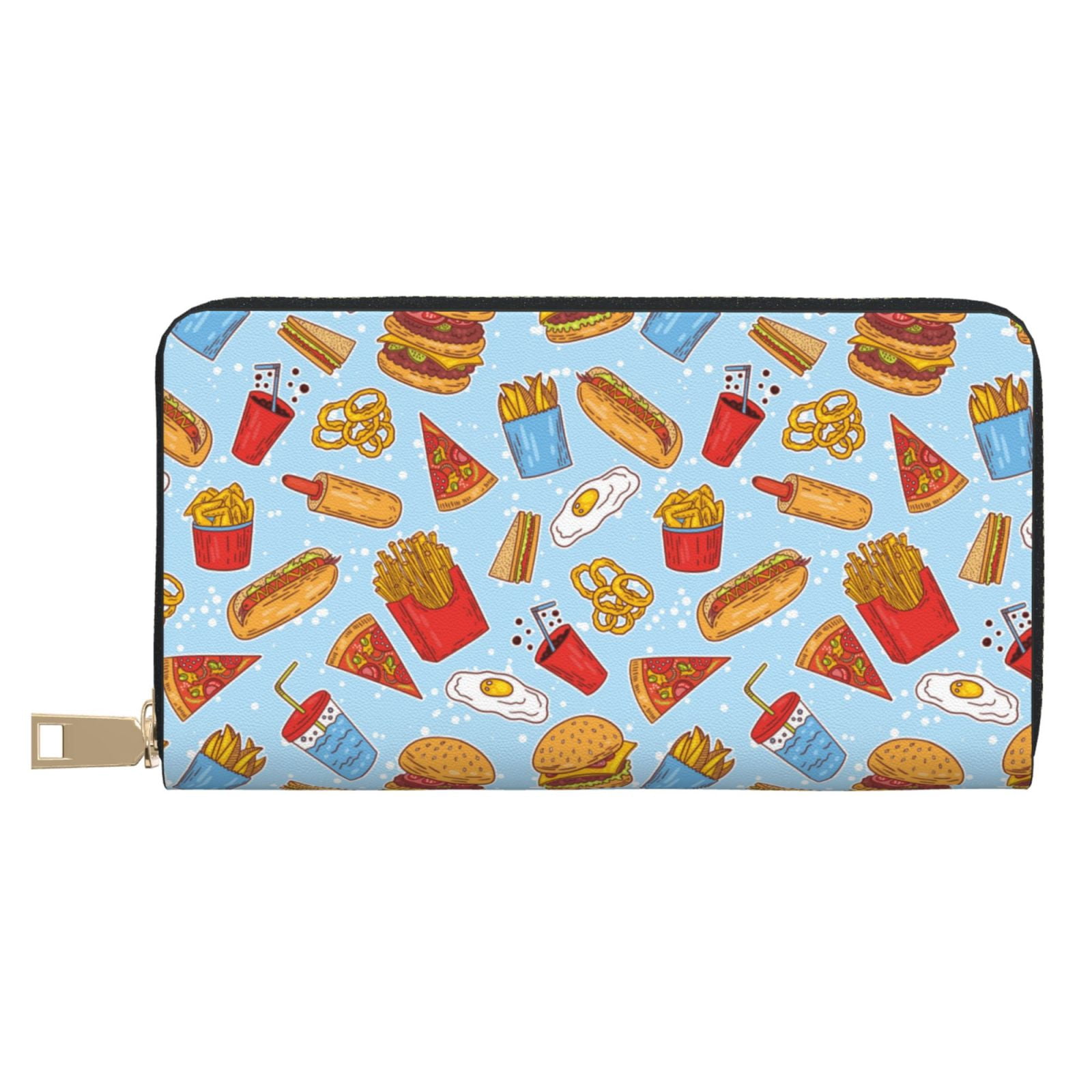 Wallet for Men Women - Cute Food Egg Burger Fries Long Slim Card Holder ...