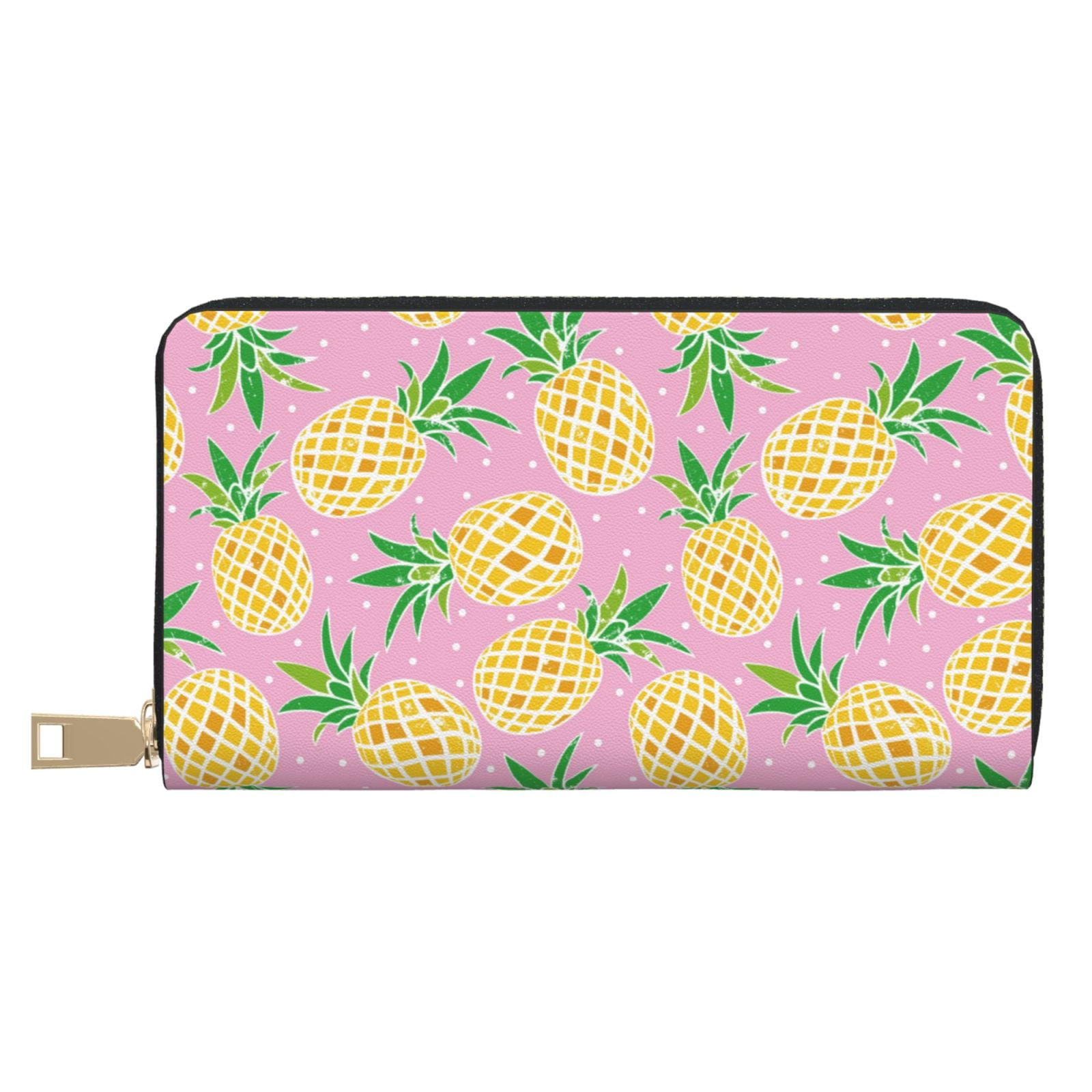 Wallet for Men Women - Cute Pineapple Starry Sky Pink Long Slim Card ...