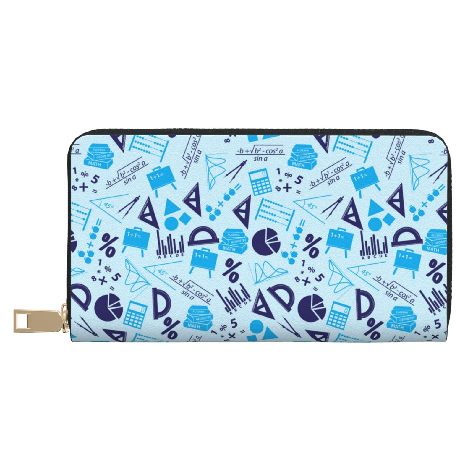 Wallet for Men Women - Math Print ruler blue Long Slim Card Holder ...