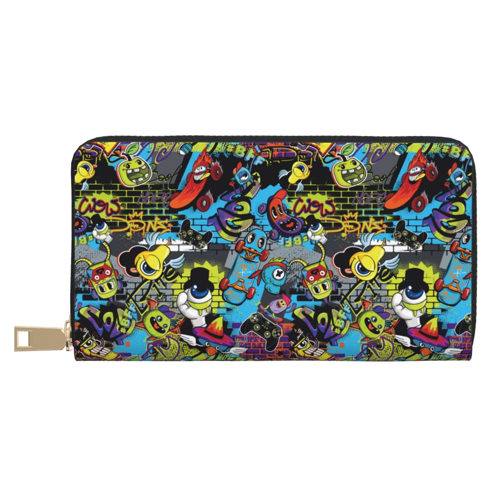 Wallet for Men Women - Modern Graffiti Q Version Eyes Long Slim Card ...