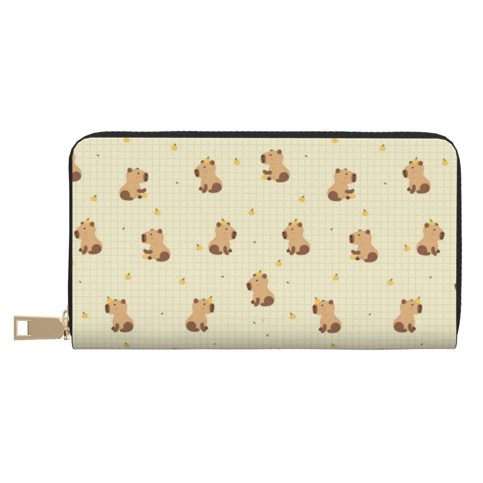 Wallet for Men Women - Plaid Capybara Long Slim Card Holder Large ...