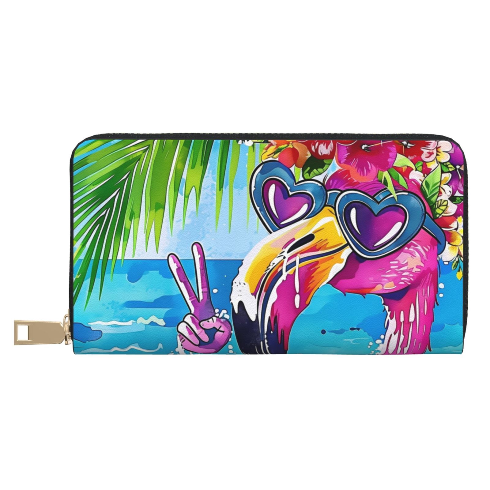 Wallet for Men Women - Tropical Flamingo Summer Long Slim Card Holder ...