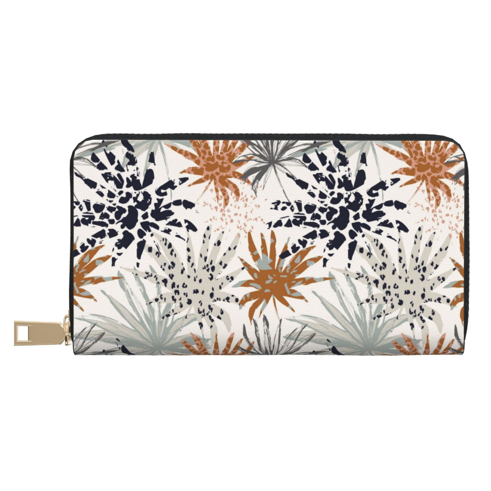 Wallet for Men Women - Tropical Leaves Long Slim Card Holder Large ...