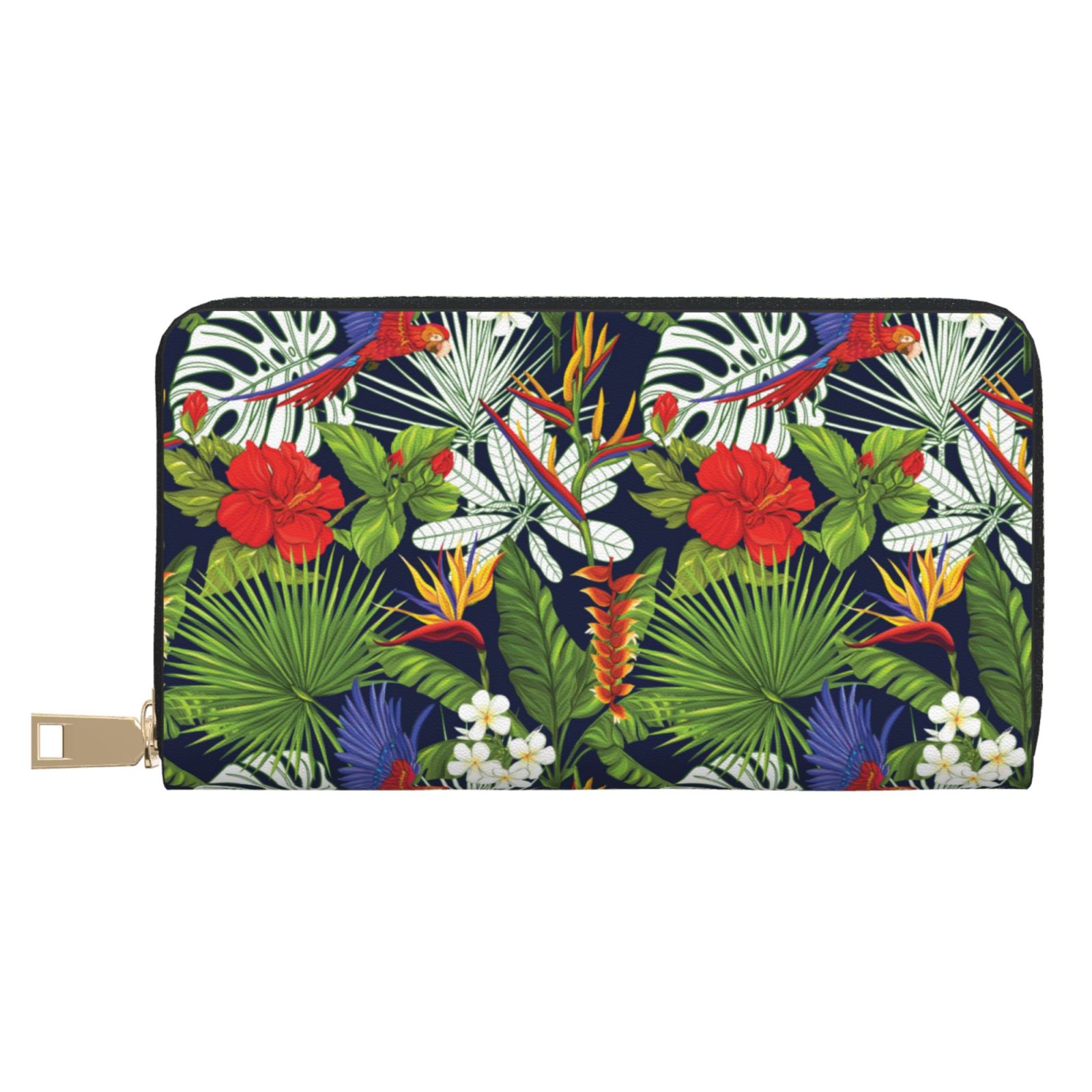 Wallet for Men Women - Tropical Plant Cute Colorful Parrot Long Slim ...