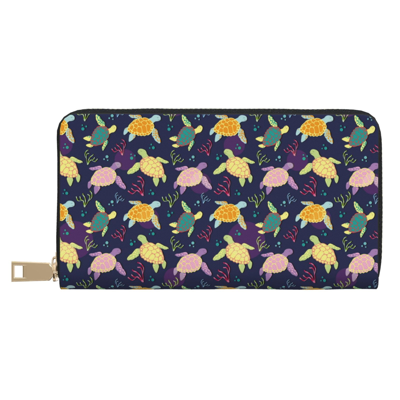 Wallet for Men Women - Turtle print A Long Slim Card Holder Large ...