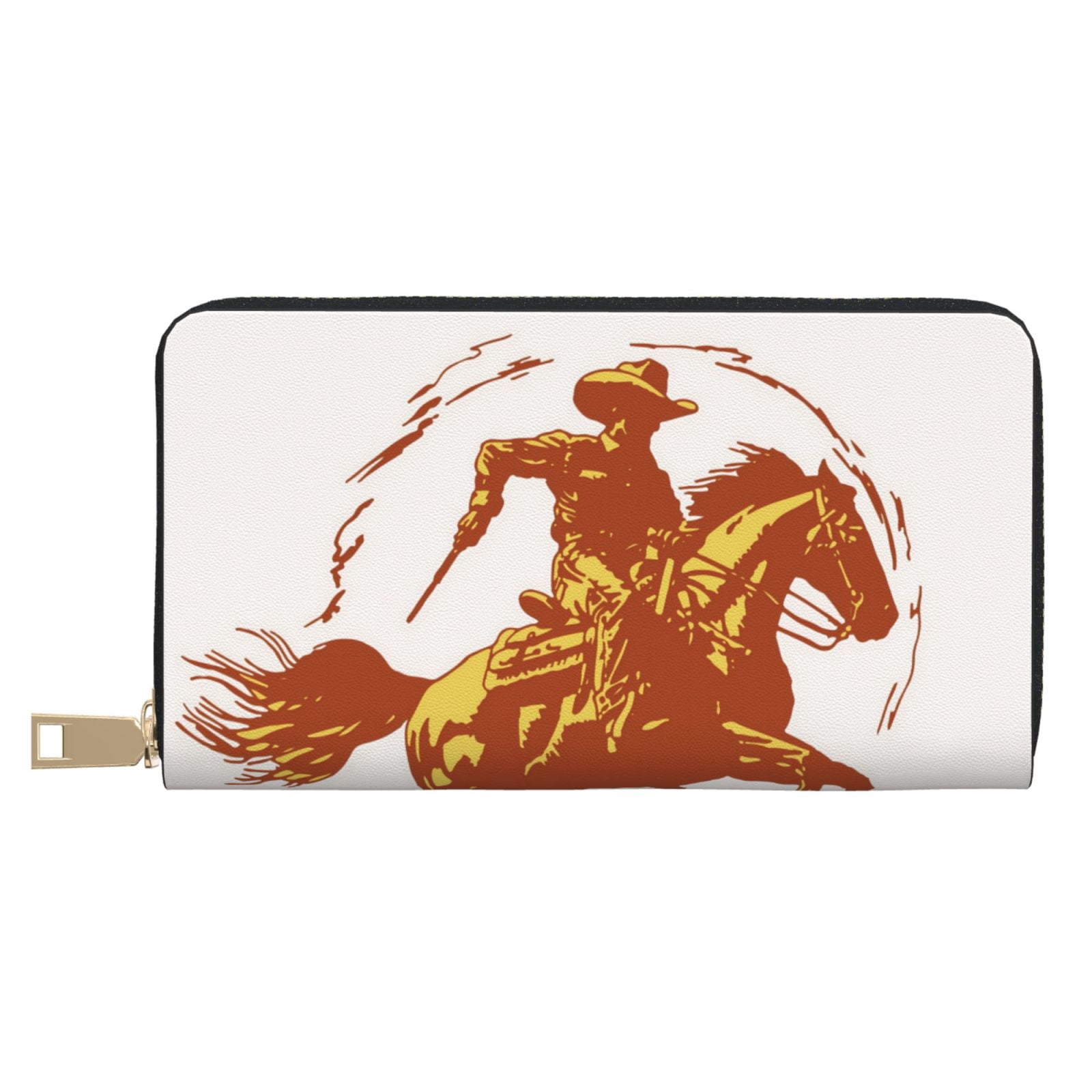 Wallet for Men Women - Vintage Cowboy On A Bronco Horse Long Slim Card ...