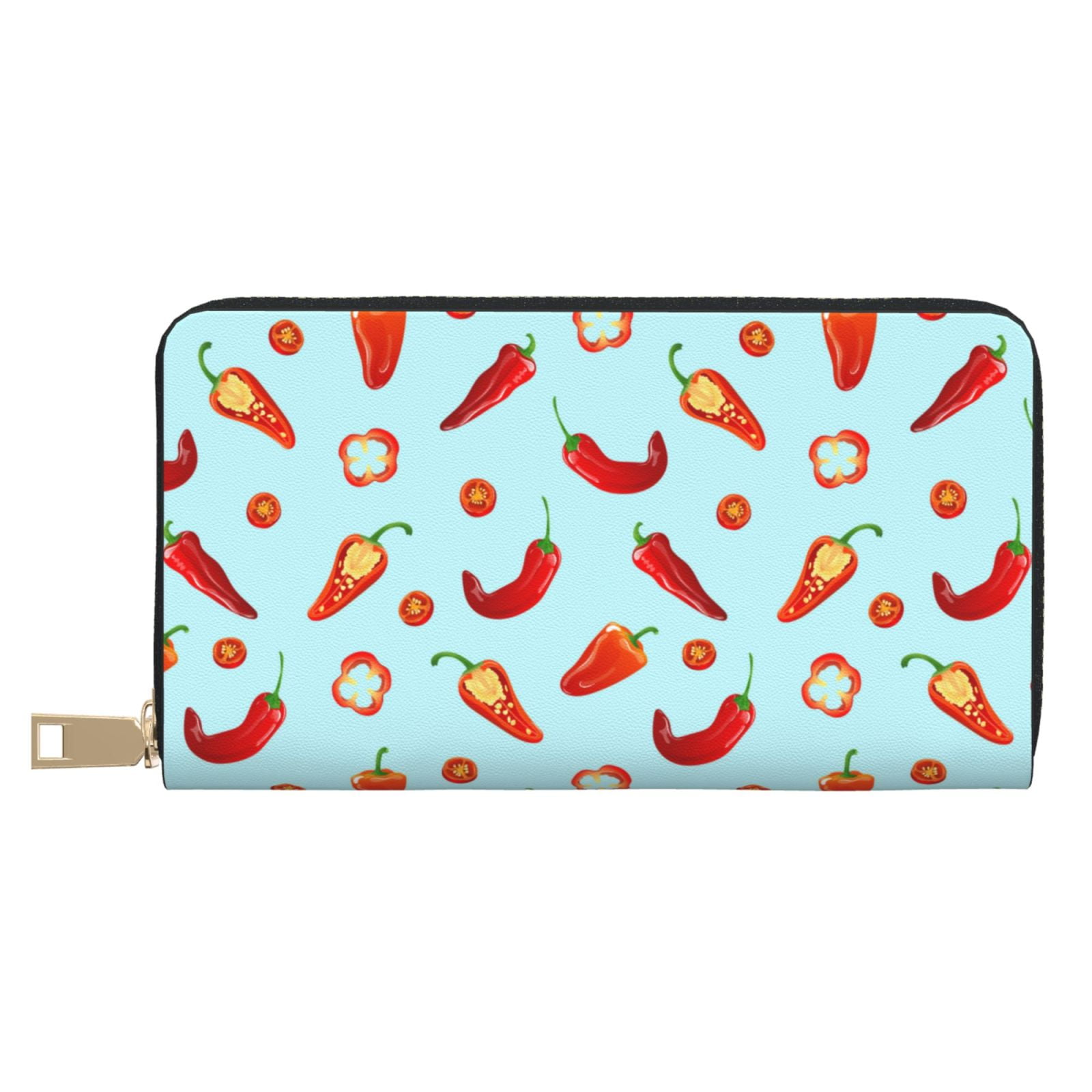 Wallet for Men Women - red Pepper cute Long Slim Card Holder Large ...