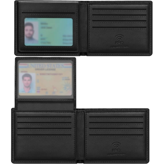 Wallet for Men with Box - Bifold Stylish - Mens Wallets Rfid Blocking with 2 ID Windows ...