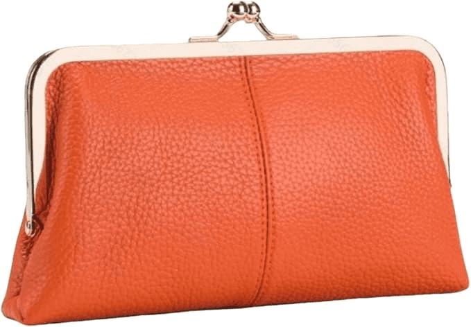 Wallet for Women, Genuine Leather Coin Purse Kiss Lock Wallets with ...