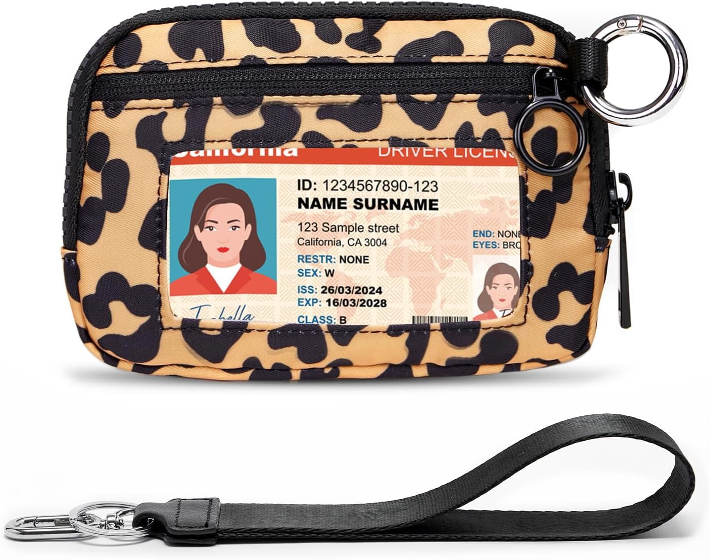 Wallet for Women Mini Zip Card Holder with ID Window Purse Detachable ...