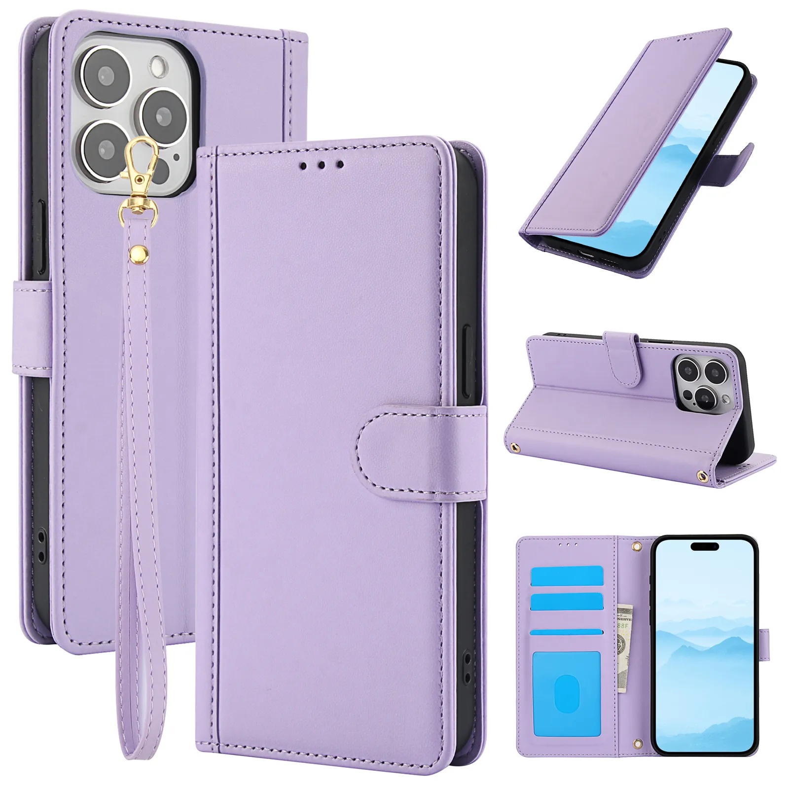 Wallet phone protective case with card slot, suitable for Samsung A14 ...