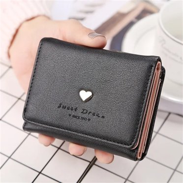 Cute Wallet Green Slim Wallet Tri-Fold Wallet PU Leather Purse Small ...