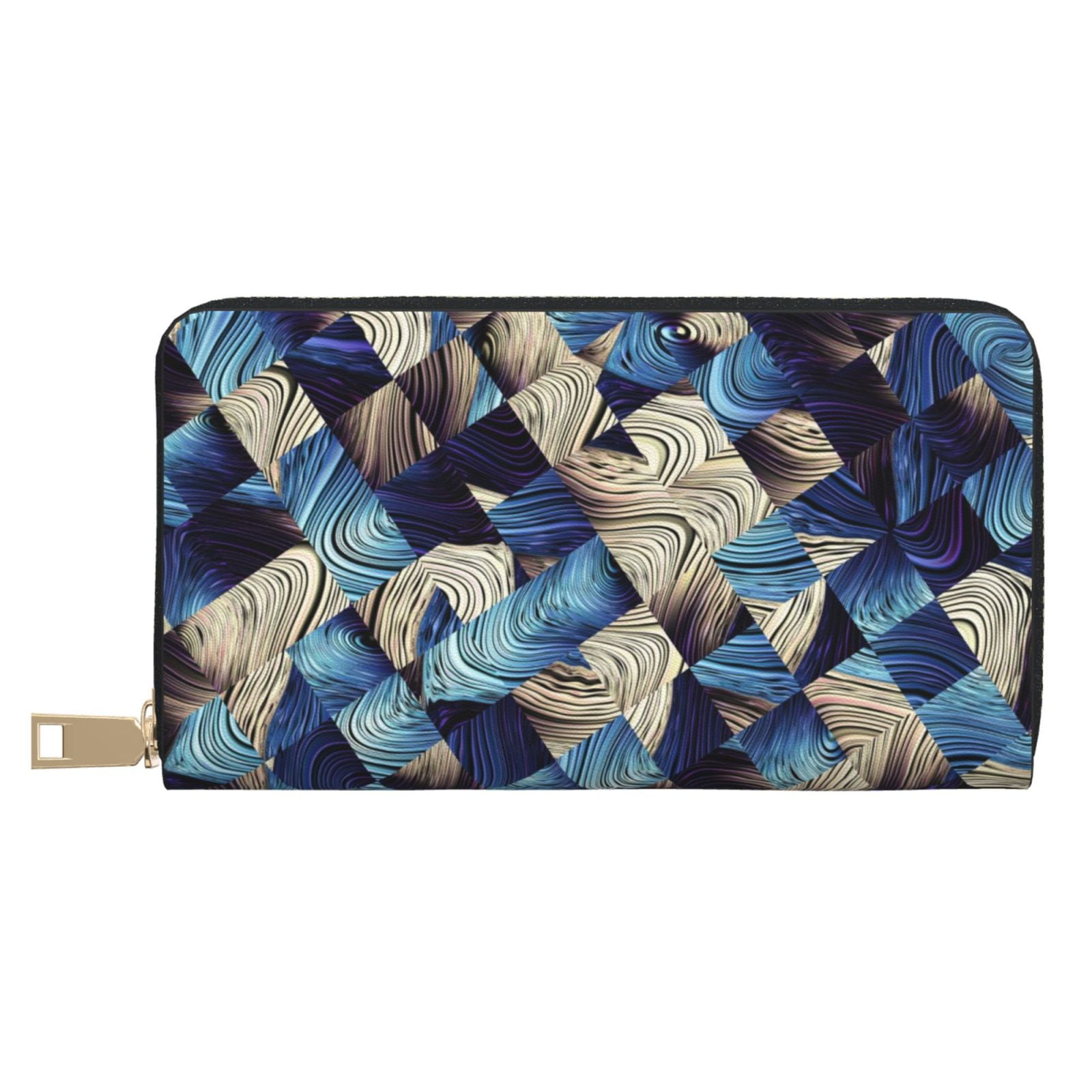 Wallets for Men With Money Clip, Abstract Blue Squares Mens Wallet With ...