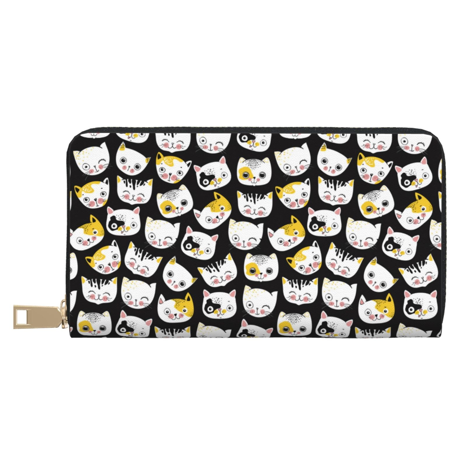 Wallets for Men With Money Clip, Abstract Cartoon Cute Cat Mens Wallet ...