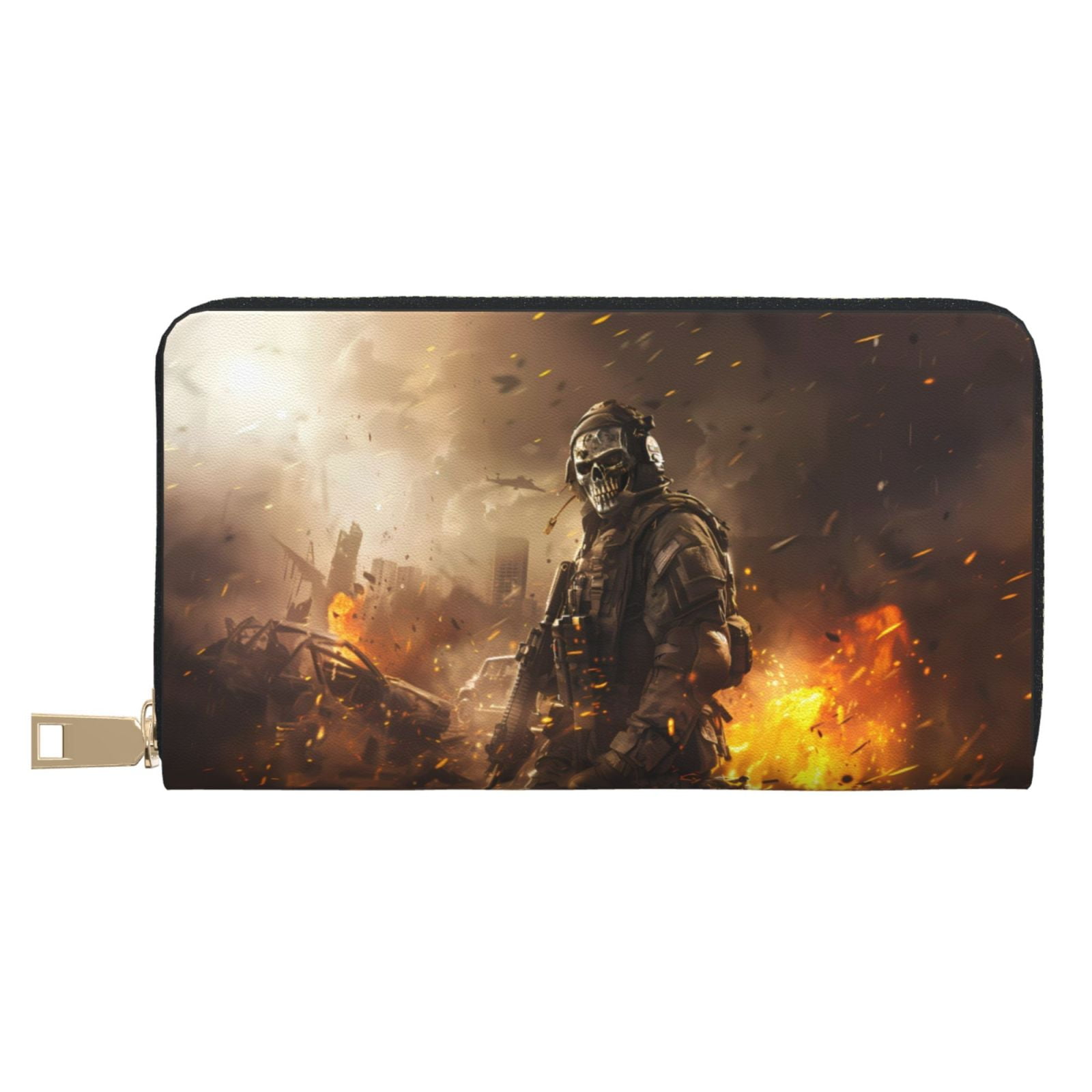 Wallets for Men With Money Clip, Apocalyptic Skull Soldier Mens Wallet ...