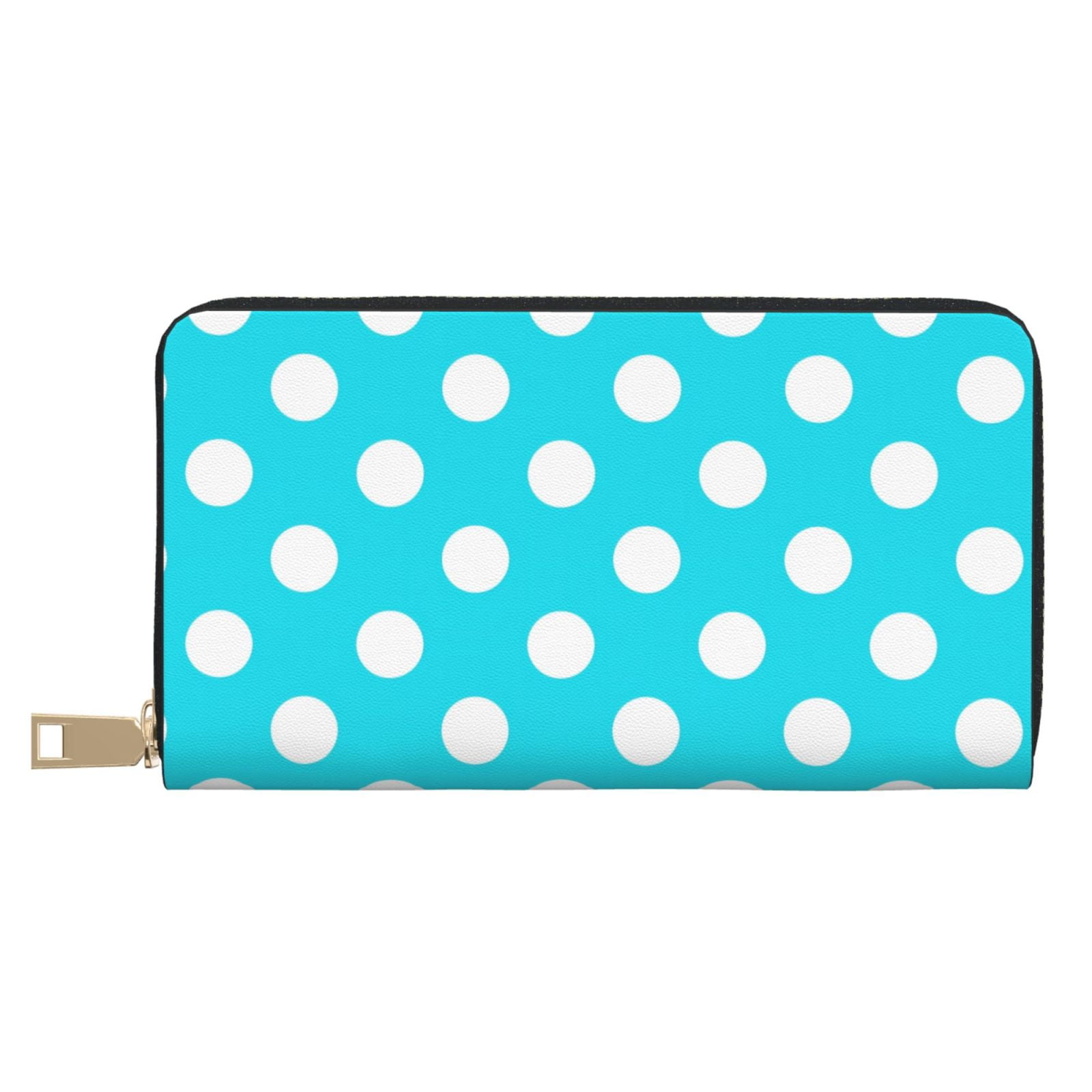 Wallets for Men With Money Clip, Aqua And White Polka Dot Mens Wallet ...