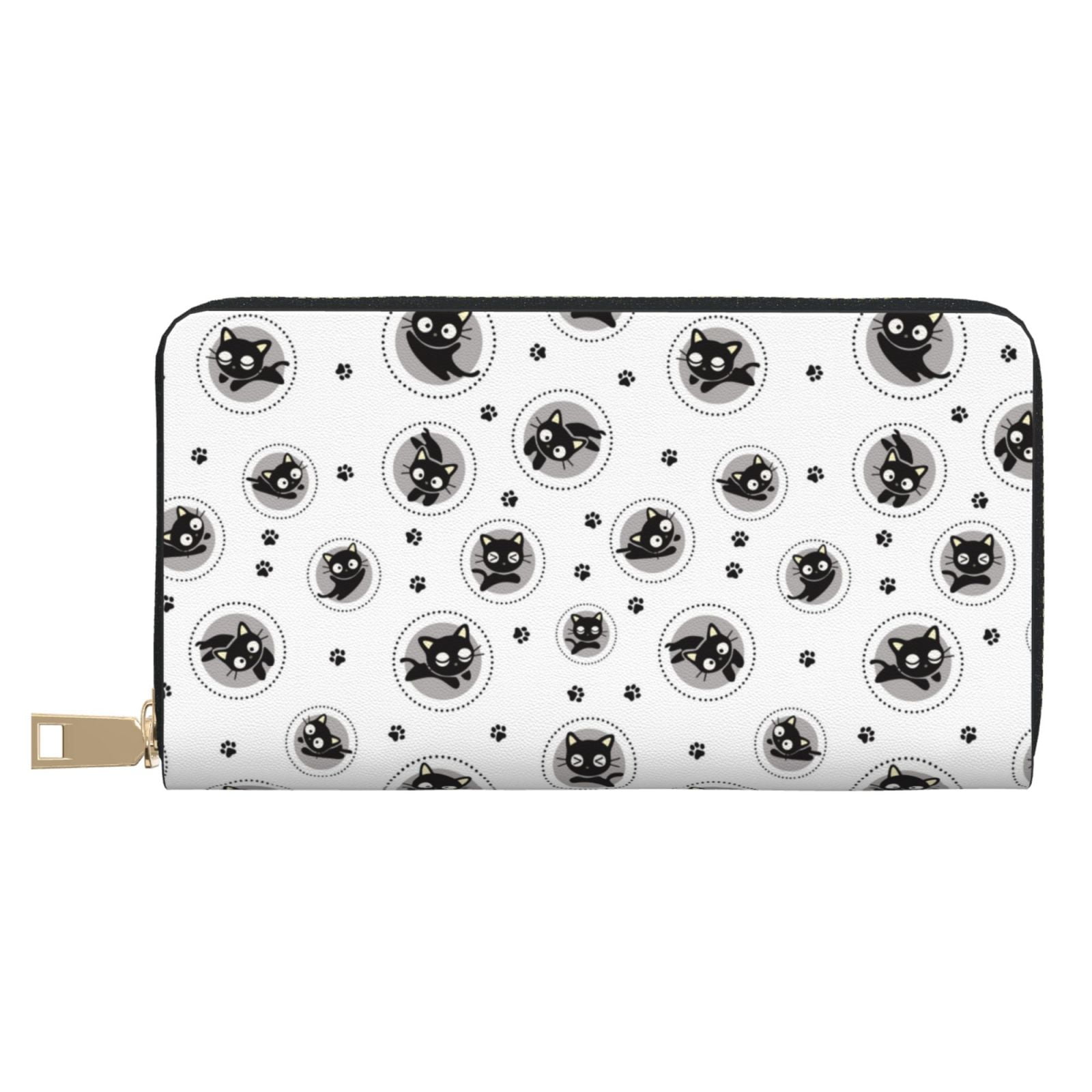 Wallets for Men With Money Clip, Artistic Black Cartoon Cat Mens Wallet ...