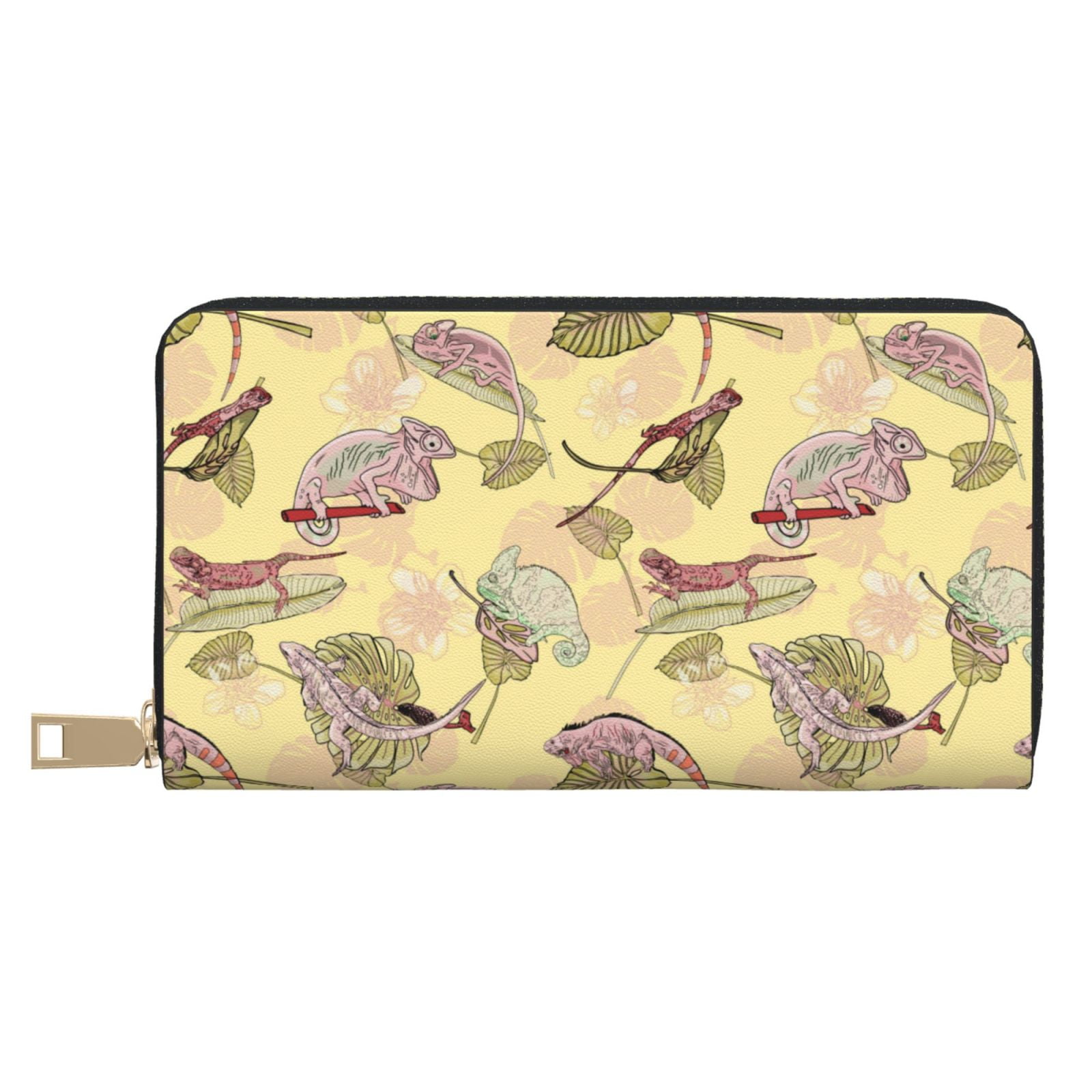 Wallets for Men With Money Clip, Artistic Cute Lizard Chameleon Mens ...