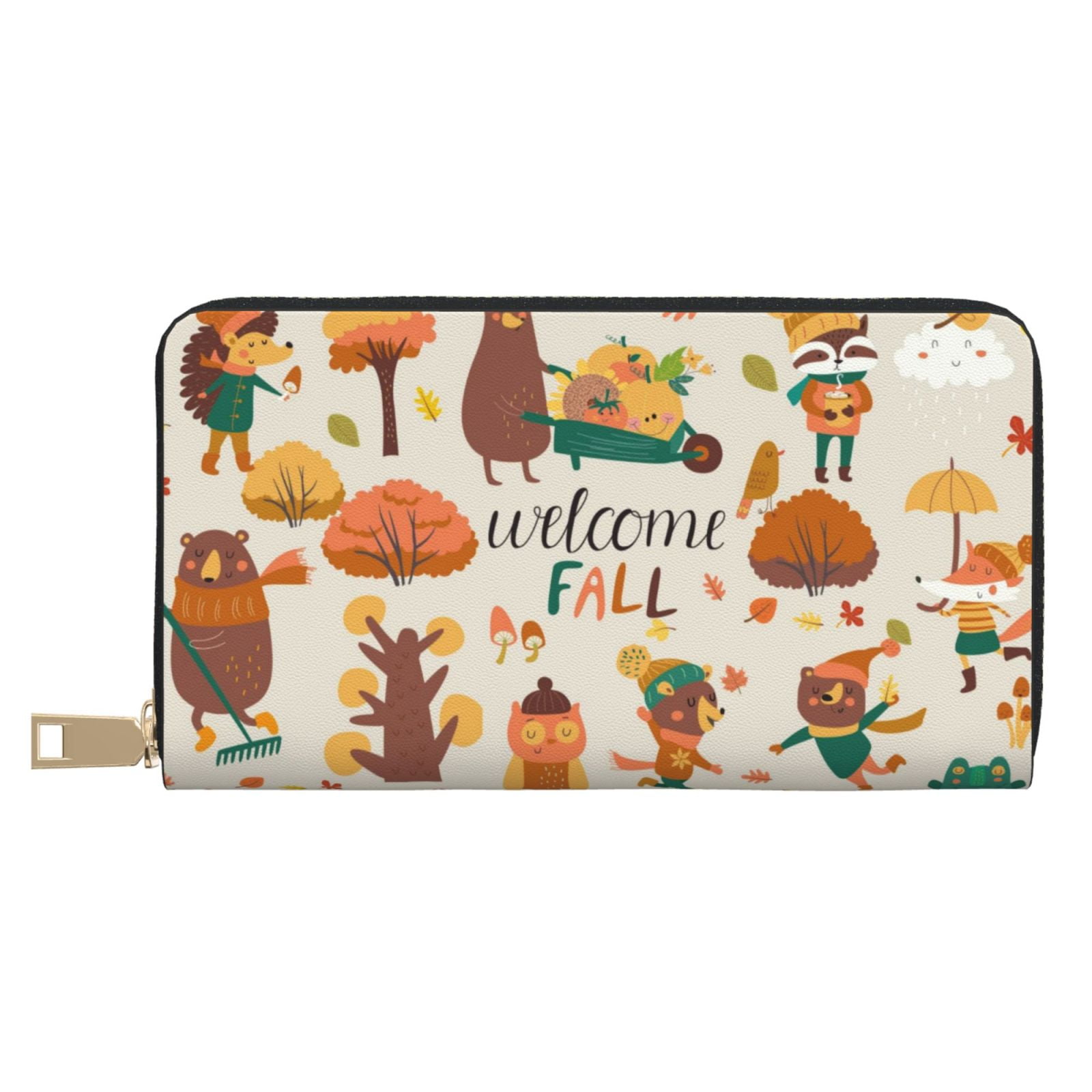 Wallets for Men With Money Clip, Autumn In The Forest Welcome Fall Mens ...