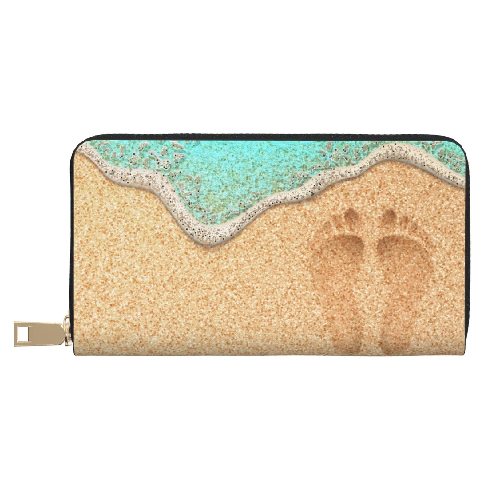 Wallets for Men With Money Clip, Beach Footprint Mens Wallet With ...