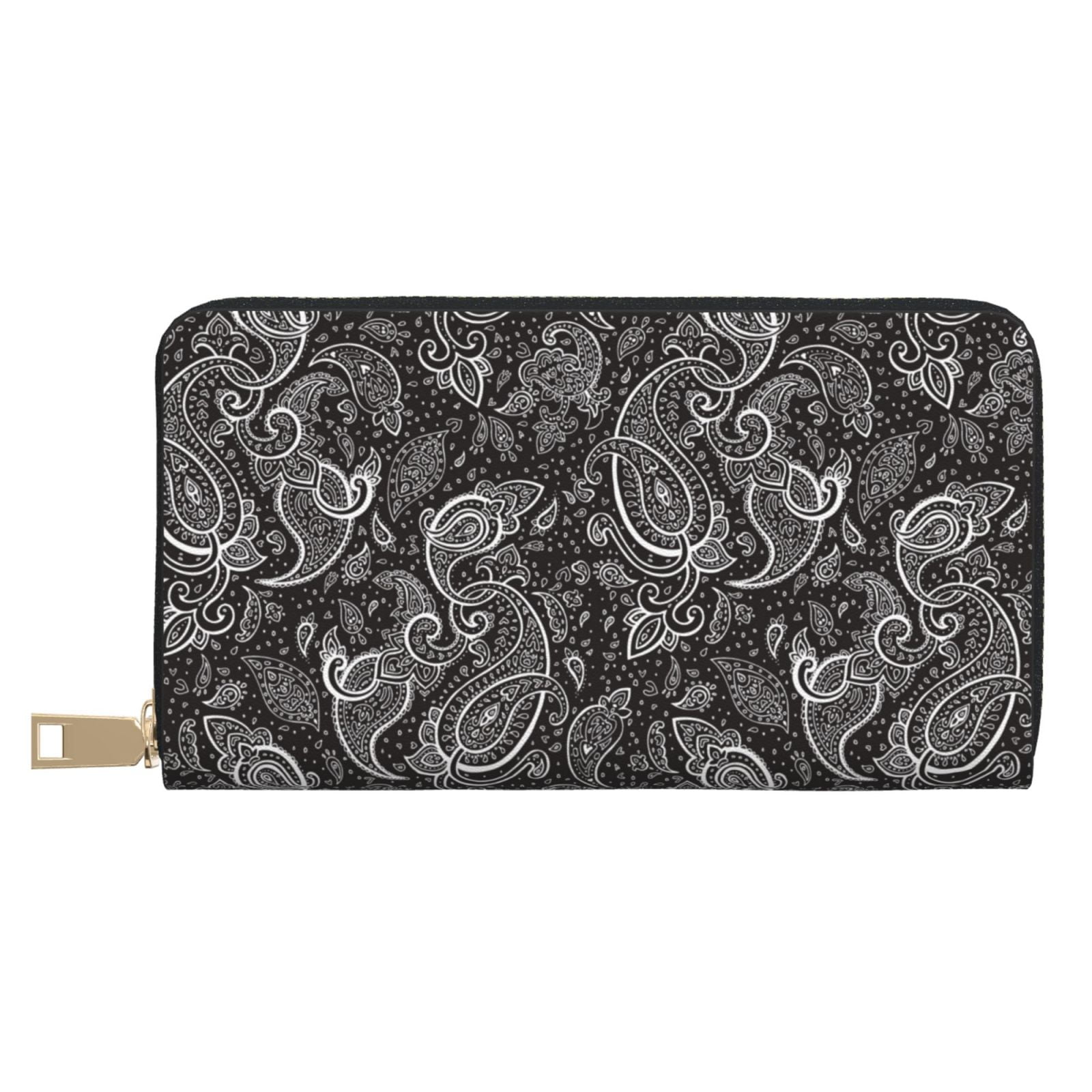 Wallets for Men With Money Clip, Black Paisley Mens Wallet With Credit ...