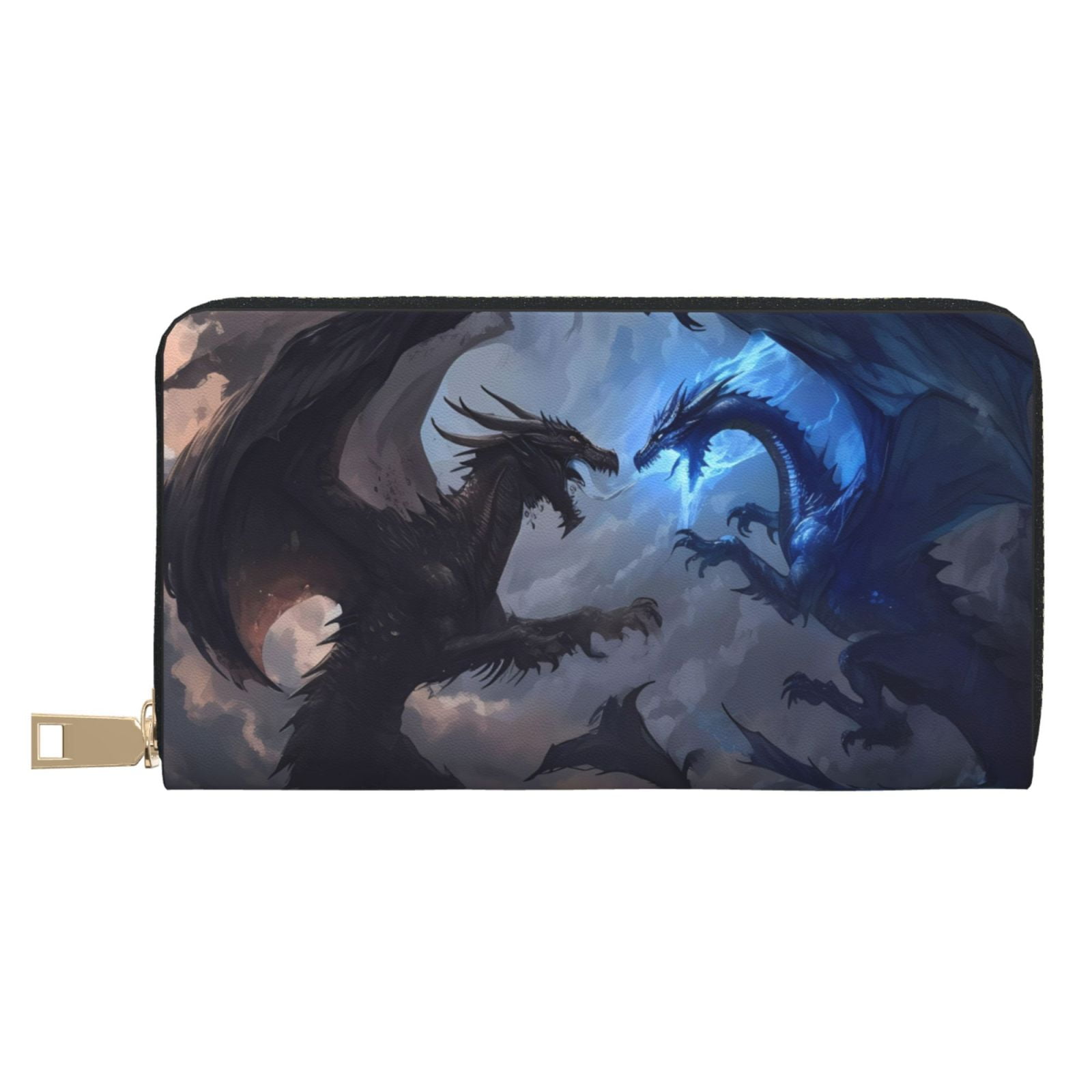 Wallets for Men With Money Clip, Black and Blue Lightning Dragon Mens ...