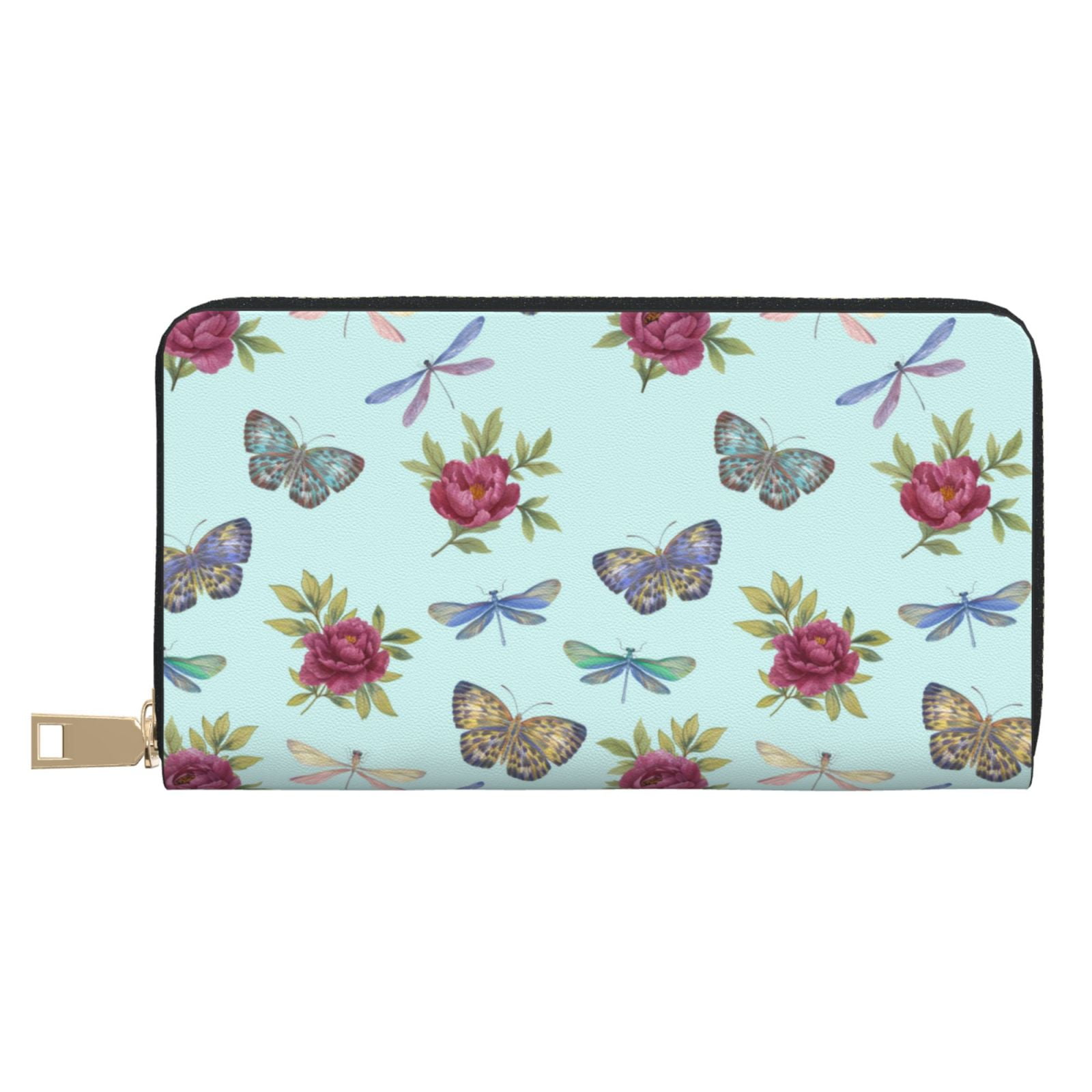 Wallets for Men With Money Clip, Butterfly Dragonfly Carnation Mens ...