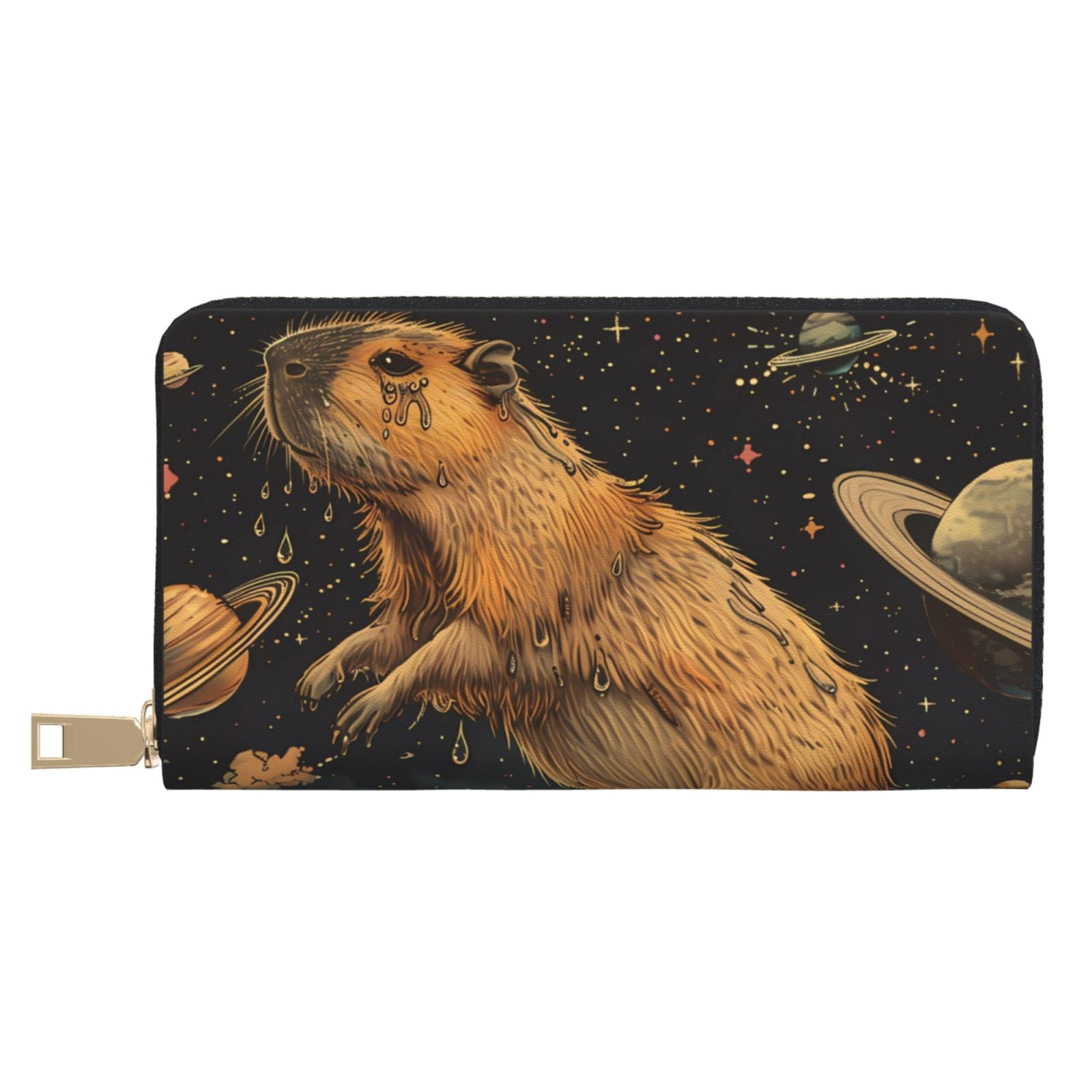 Wallets for Men With Money Clip, Capybara Space Hotdog Ride Mens Wallet ...